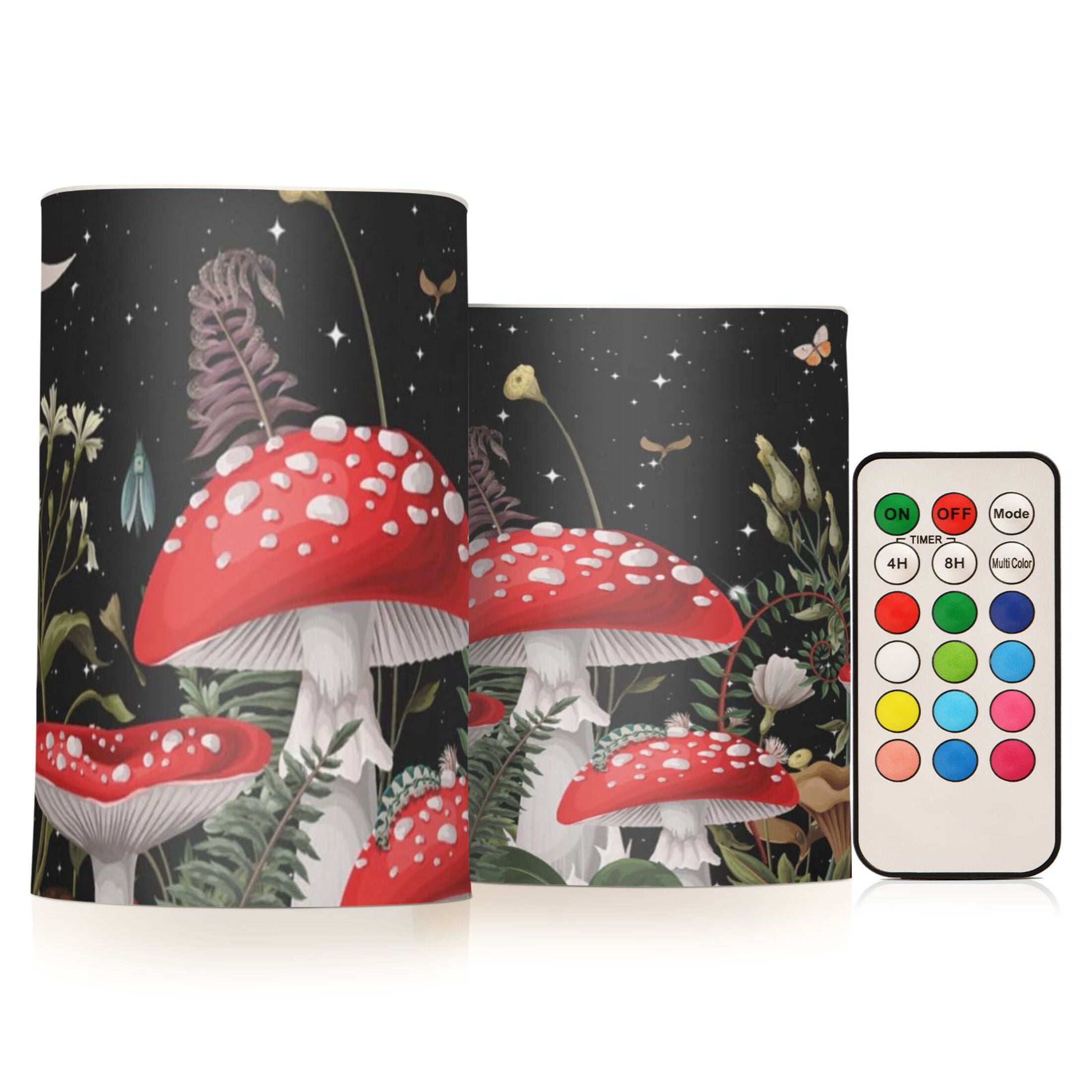 Red Mushroom Flickering Flameless Candles Battery Operated with Remote ...