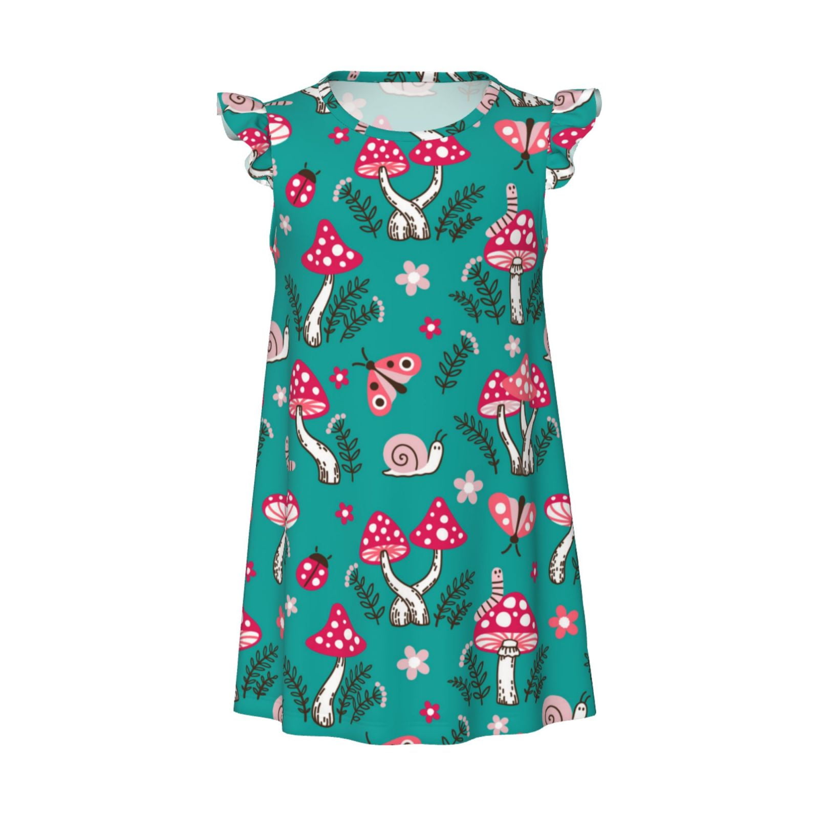 Red Mushroom Flower Greenery Girls Nightgowns, Pajamas for Girls, Soft ...