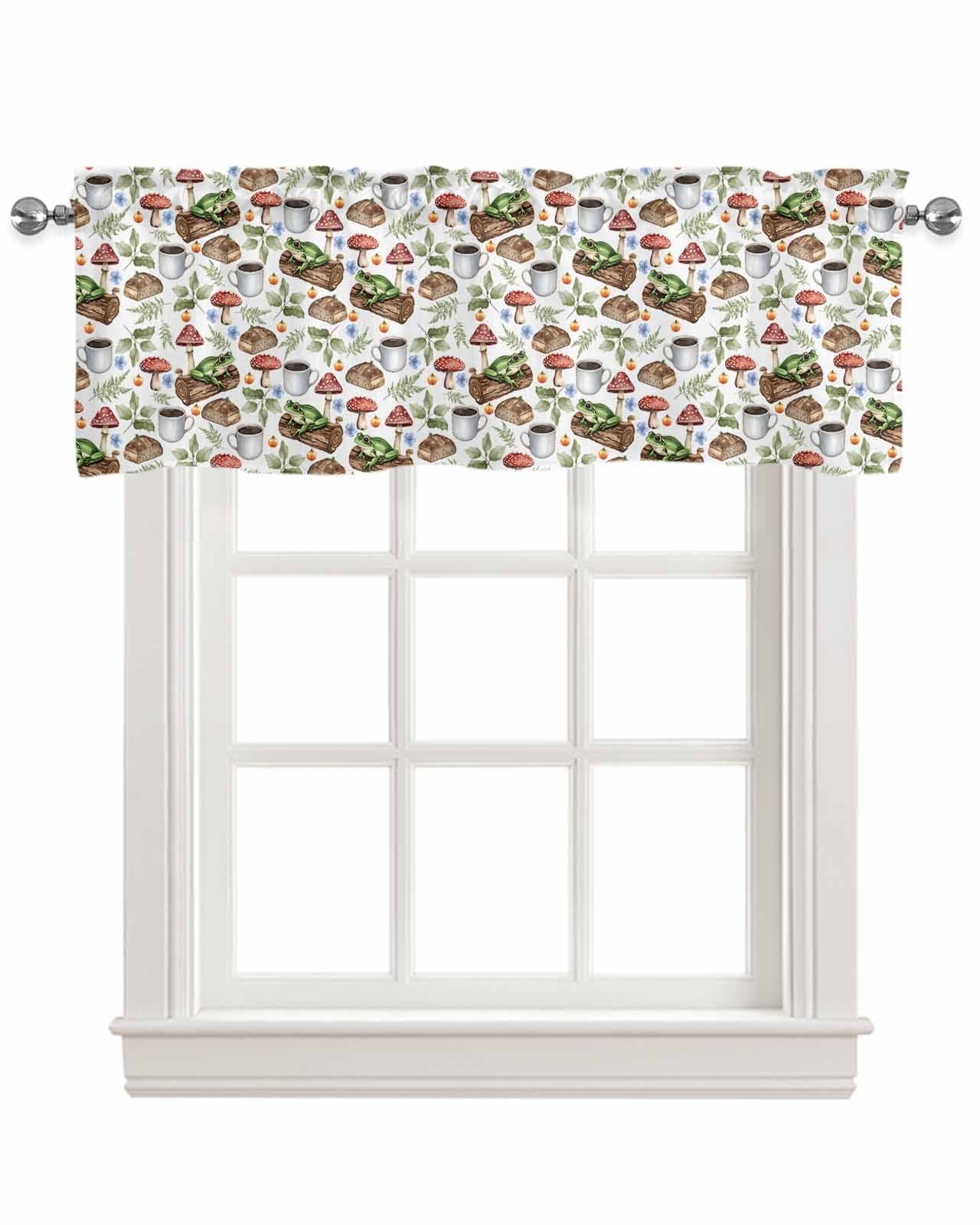 Red Mushroom Kitchen Valances for Windows Farmhouse Linen Window ...