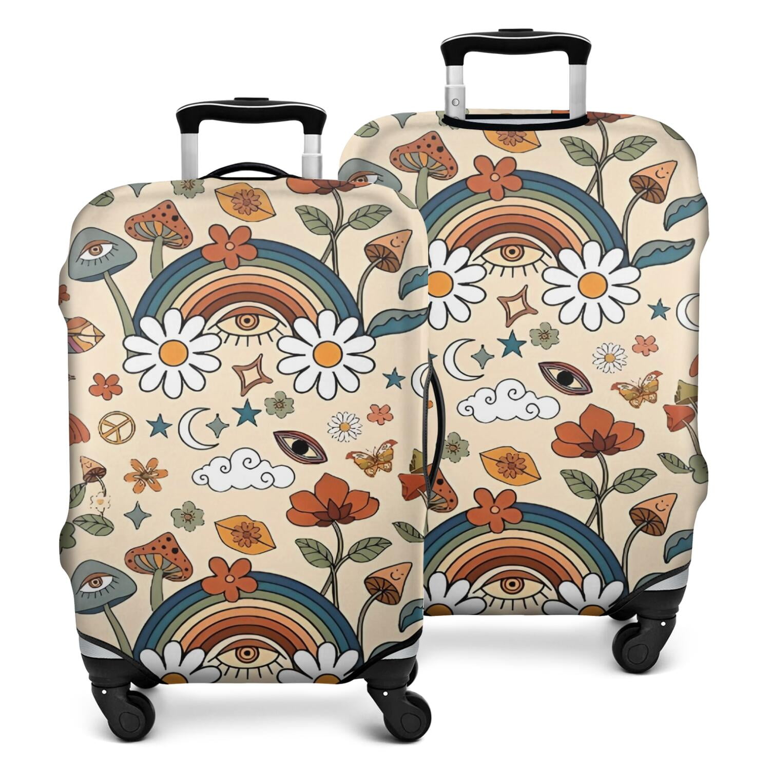 Red Mushroom Rainbow Light Pattern Luggage Cover Fashion Suitcase Cover ...