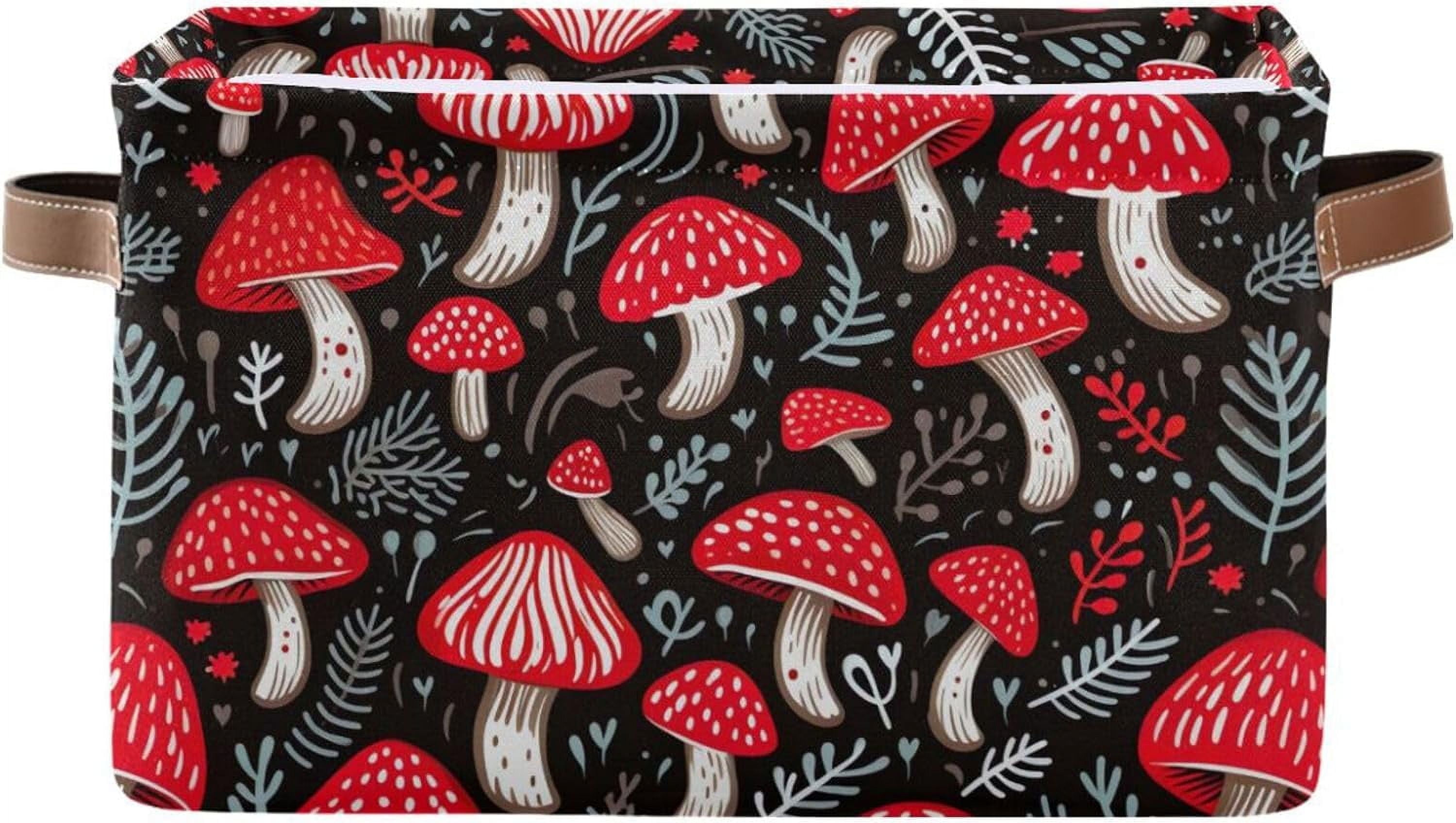 Red Mushroom Storage Basket with Handles Collapsible Storage Bins ...