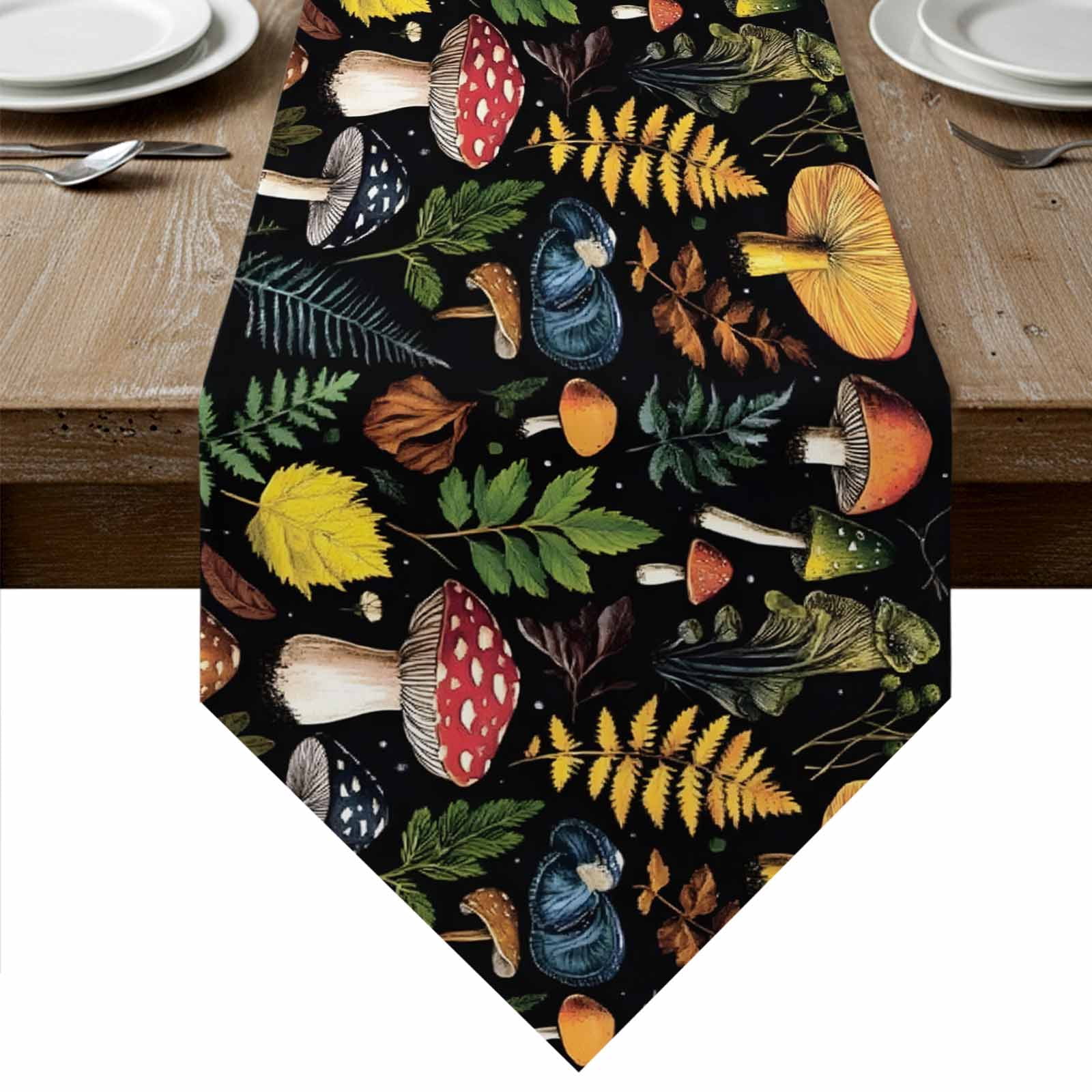 Red Mushroom Table Runner Linen Burlap Table Runner 60 Inches Long ...