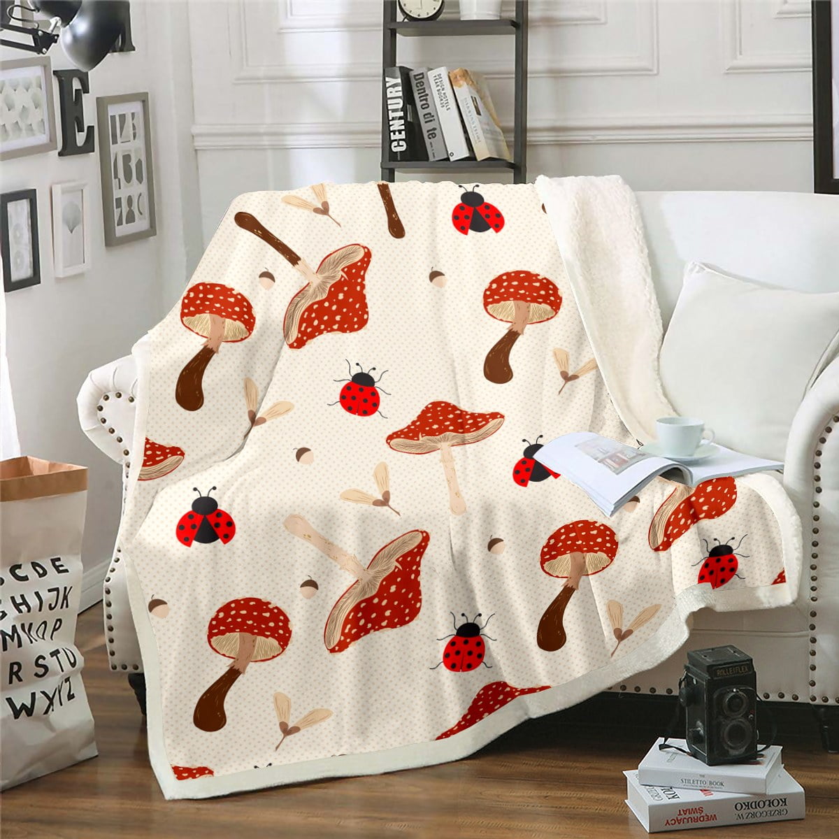 Red Mushroom Throw Blanket Cute Ladybug Fuzzy Blanket Throw, Wild ...