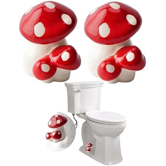 Red Mushroom Toilet Floor Bolt Covers, Ceramic Mushroom Toilet Bolt ...