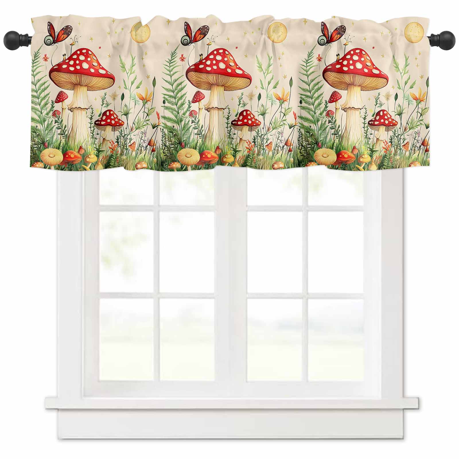 Red Mushroom Valances for Windows Farmhouse Kitchen Curtains Valances ...