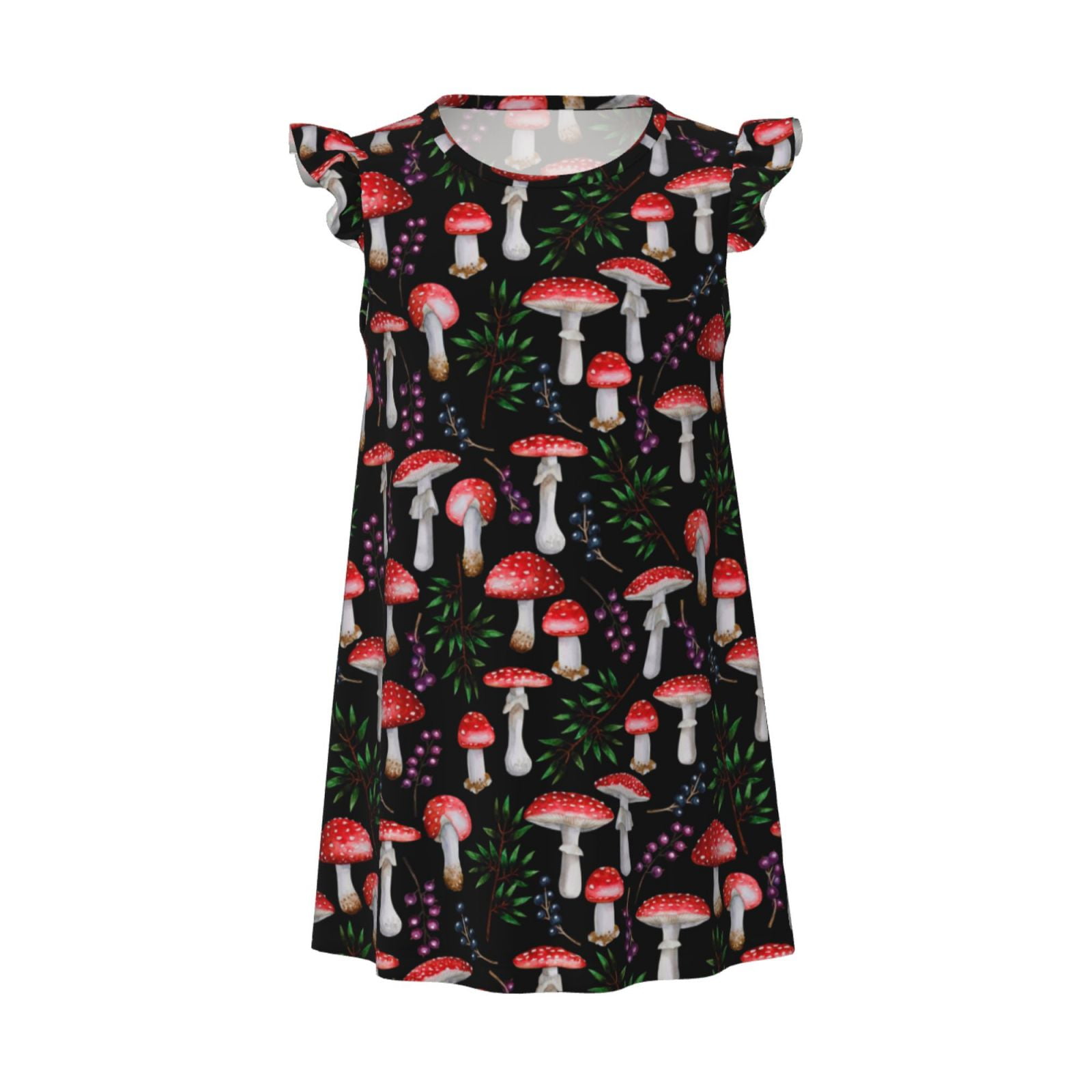 Red Mushrooms Girls Nightgowns, Pajamas for Girls, Soft Flutter Short ...