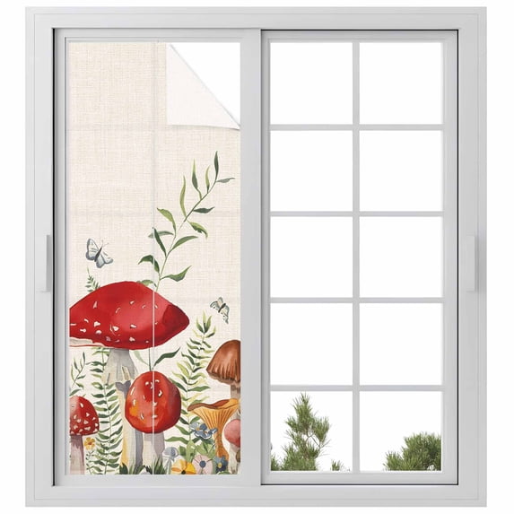 Red Mushrooms Window Privacy Film, Sage Green Eucalyptus Butterflies ...
