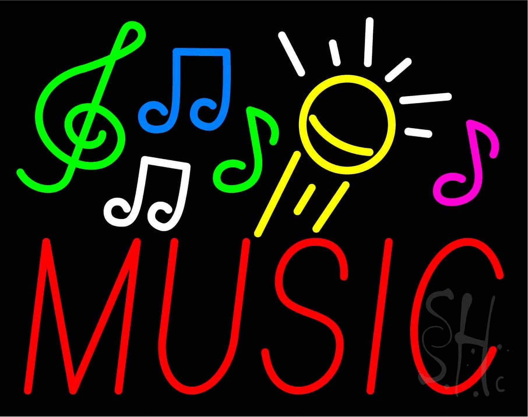 Red Music with Musical Notes LED Neon Sign 15" Tall x 19" Wide - inches ...