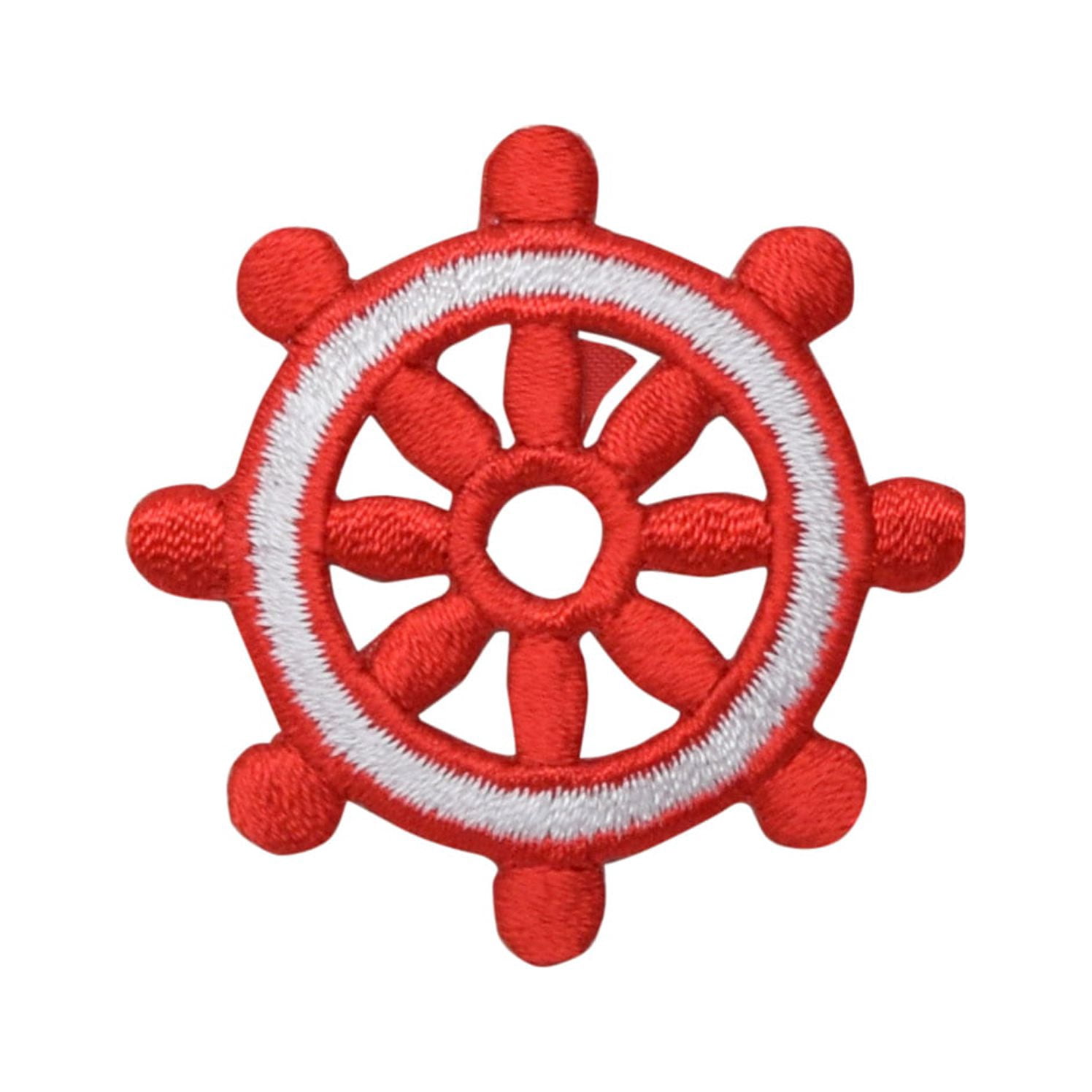 Red Nautical Ships Wheel Iron on Embroidered Patch - Walmart.com