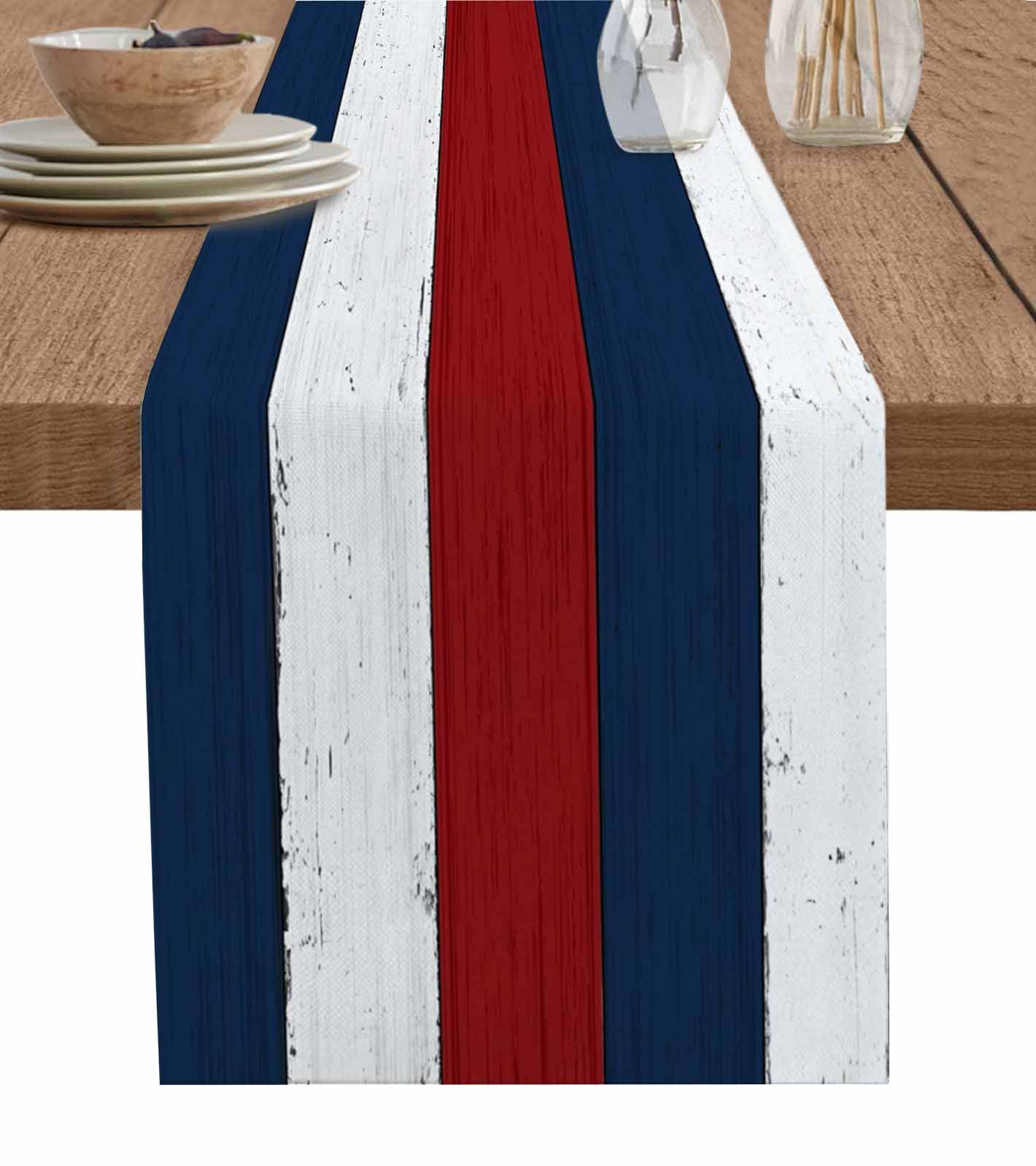 Red Navy Blue Stripe Table Runner Retro Farmhouse Stripedvintage ...