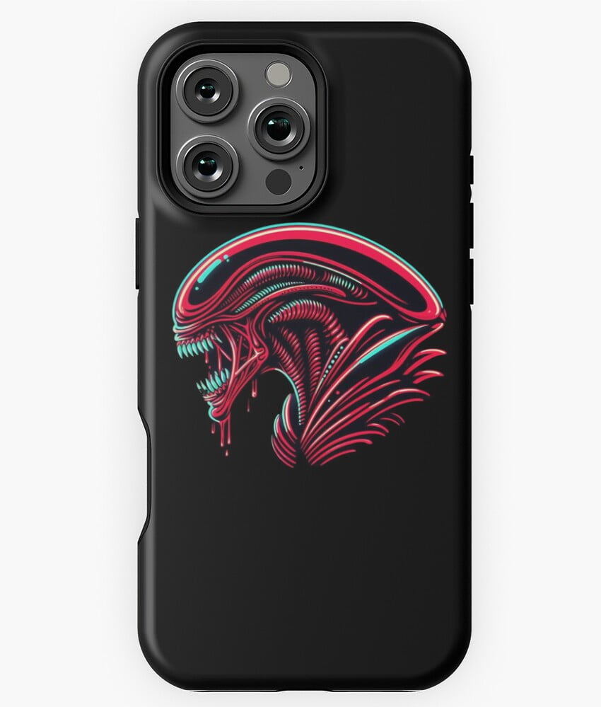 Red Neon Xenomorph Sci-Fi Alien M1114 Phone Case for iPhone 17 16 15 14 ...