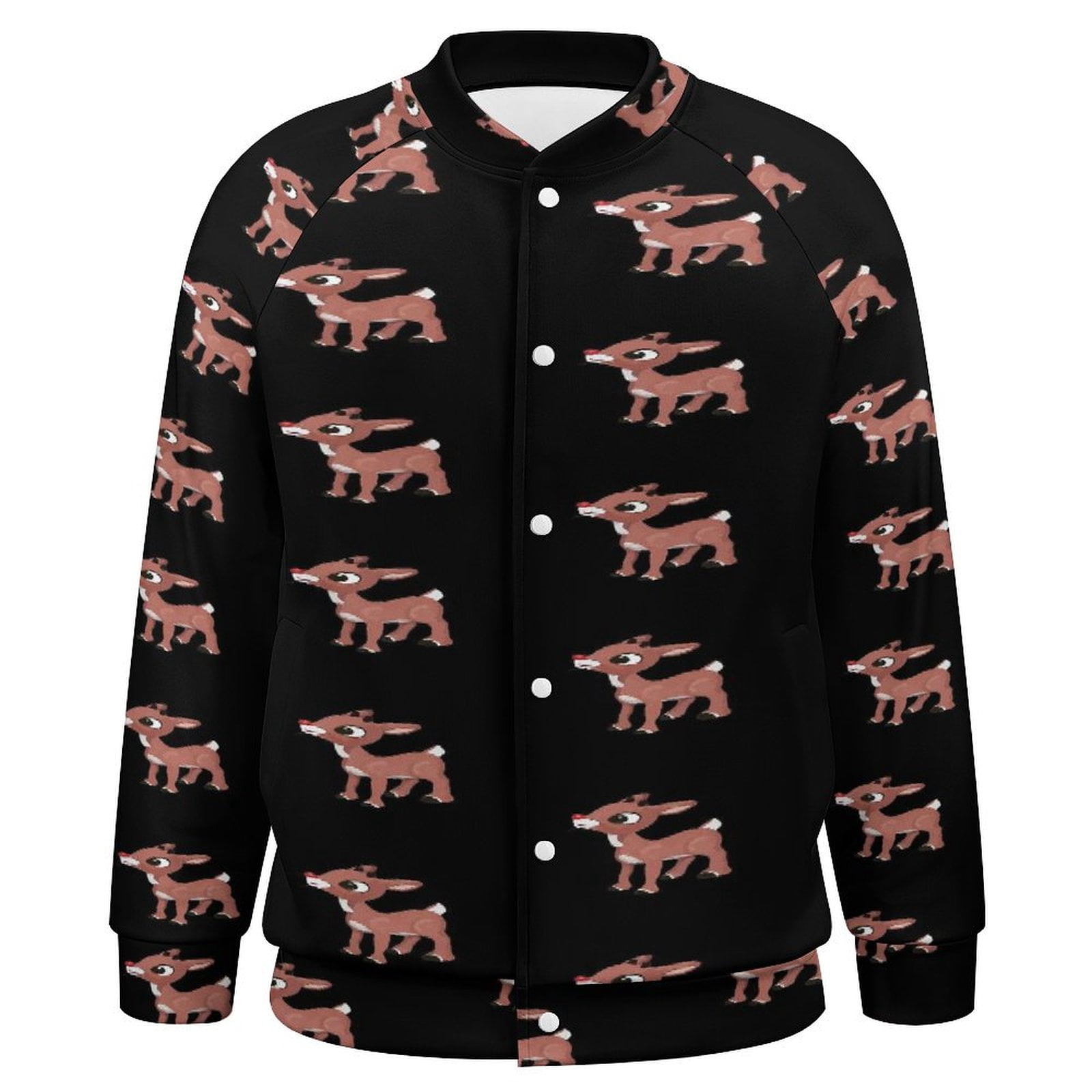 Red Noised Reindeer Cute Baseball Jersey Fashion Ribbed Sleeve Man ...