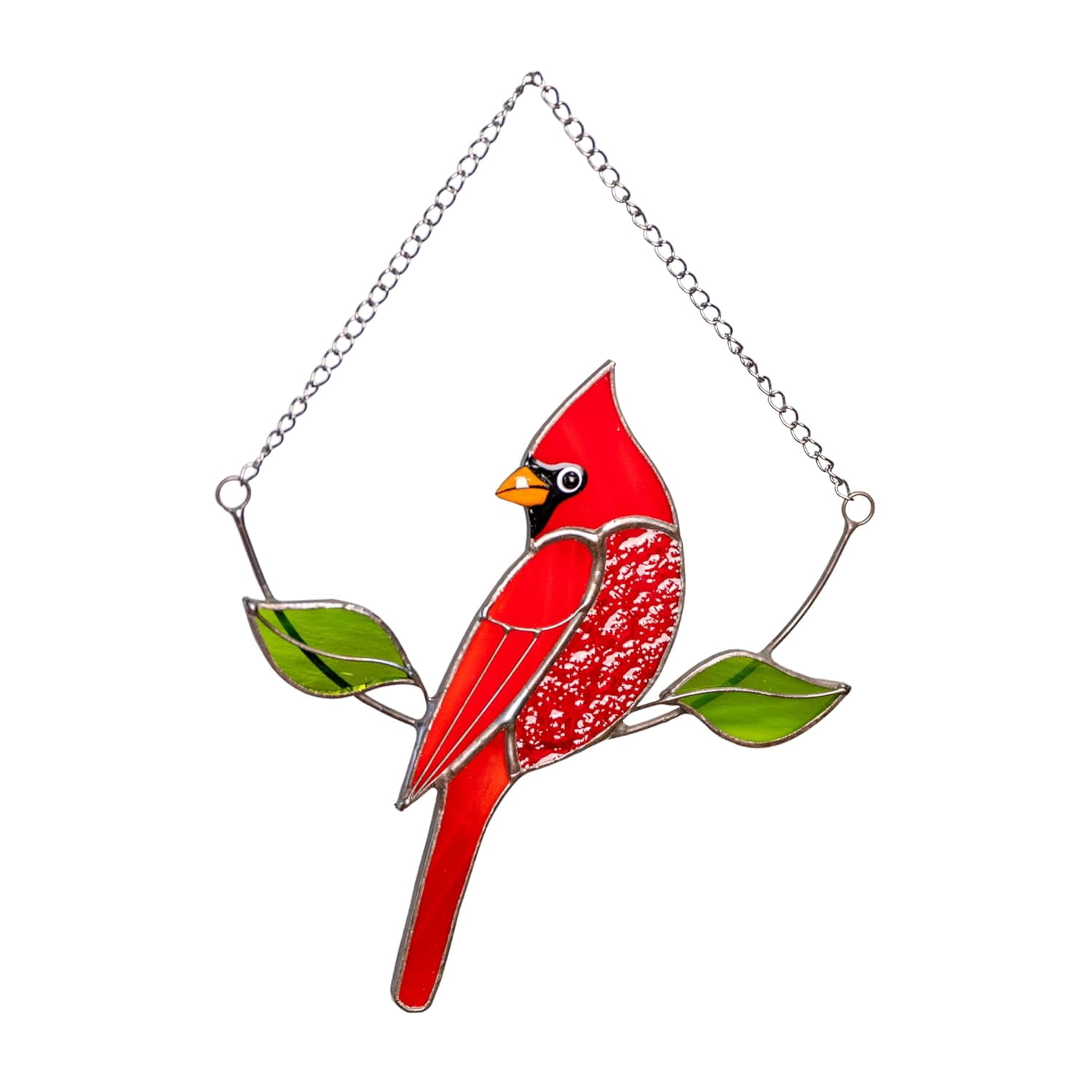 Red Northern Cardinal Birds Stained Glass Suncatcher Genuine Stained ...