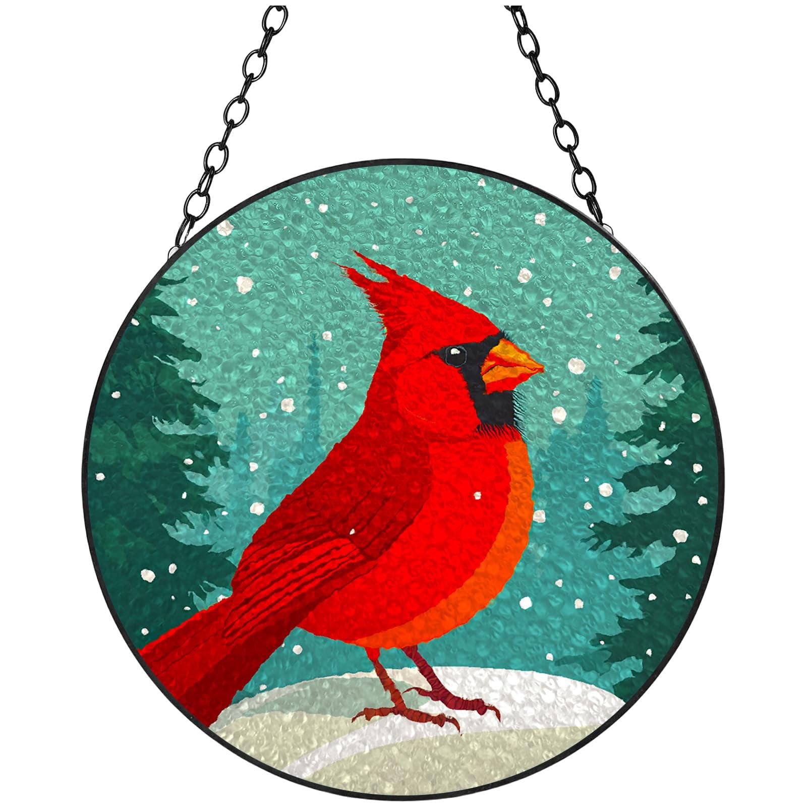 Red Northern Cardinal Stained Glass Suncatcher Colored Handmade Window ...