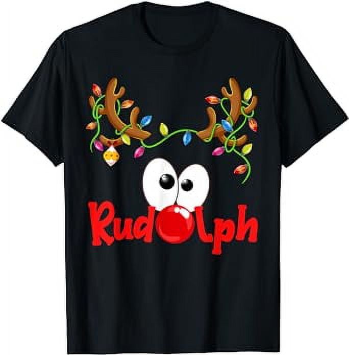 Red Nose Rudolph Costumes Reindeer Christmas Family Matching T-Shirt ...