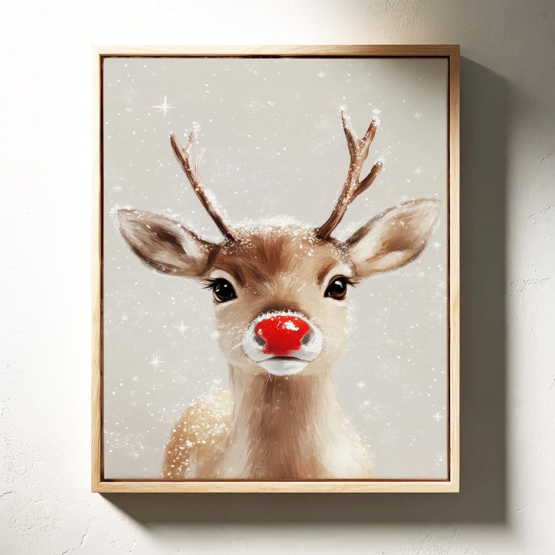 Red-Nosed Reindeer Poster, Mantel Wall Art, Rustic Print UNFRAMED ...
