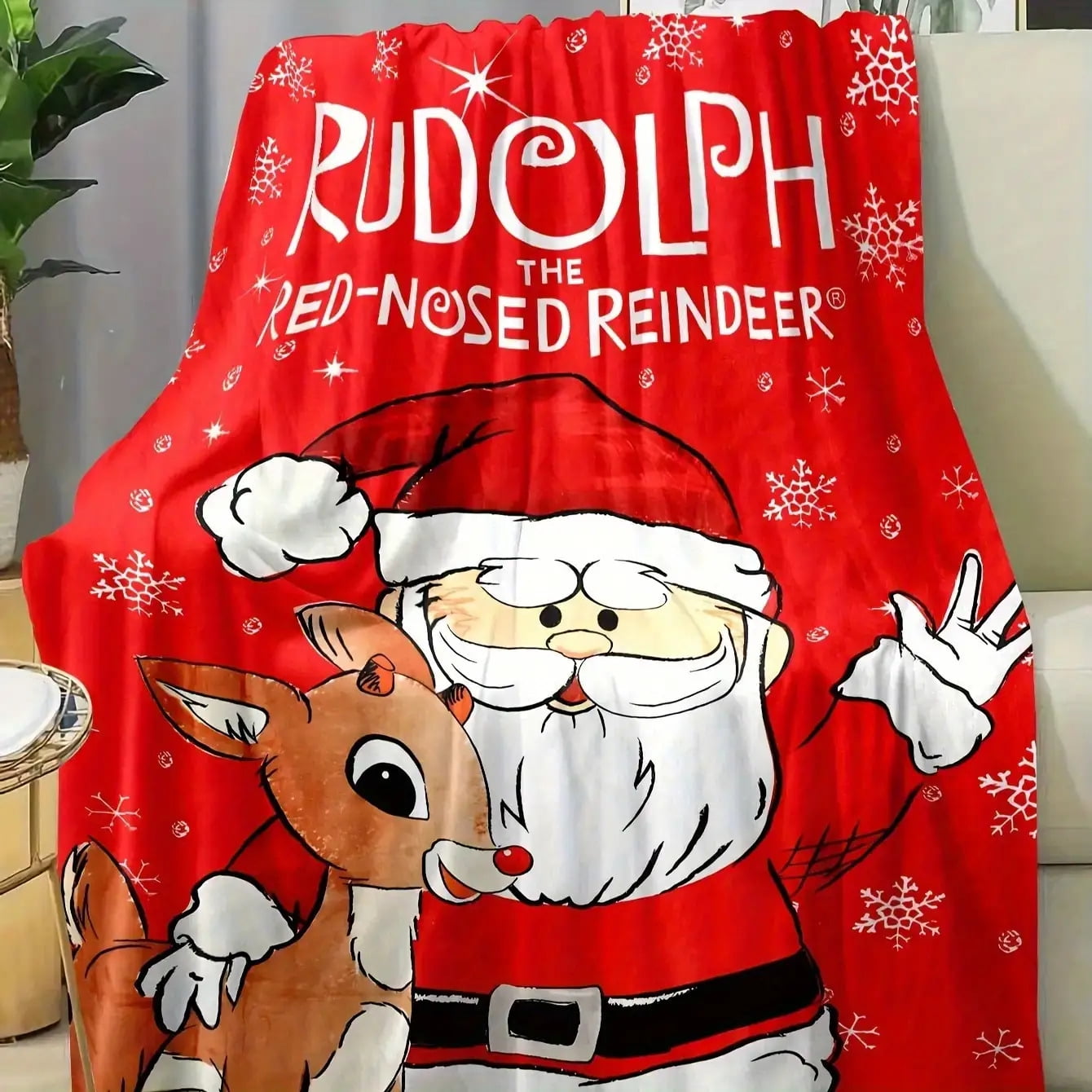 the Red-Nosed Reindeer Throw Blanket - Soft Flannel Polyester All ...