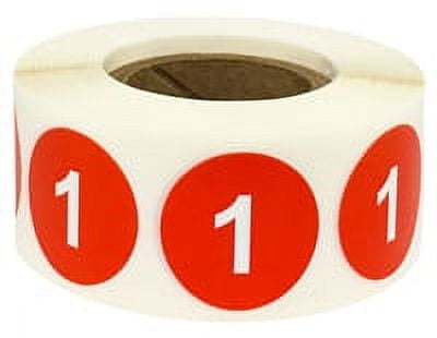 Red Number 1 Stickers | 0.75" inch Round - 500 Pack | InStockLabels.com ...