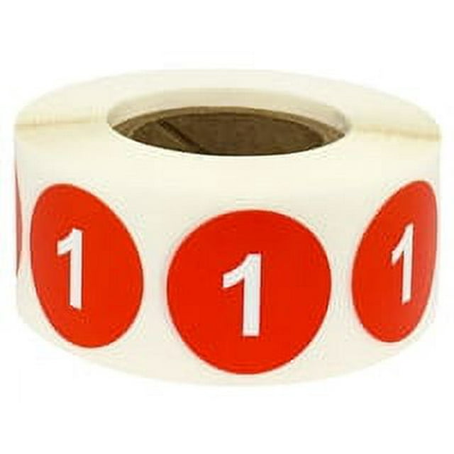Red Number 1 Stickers | 0.75" inch Round - 500 Pack | InStockLabels.com ...