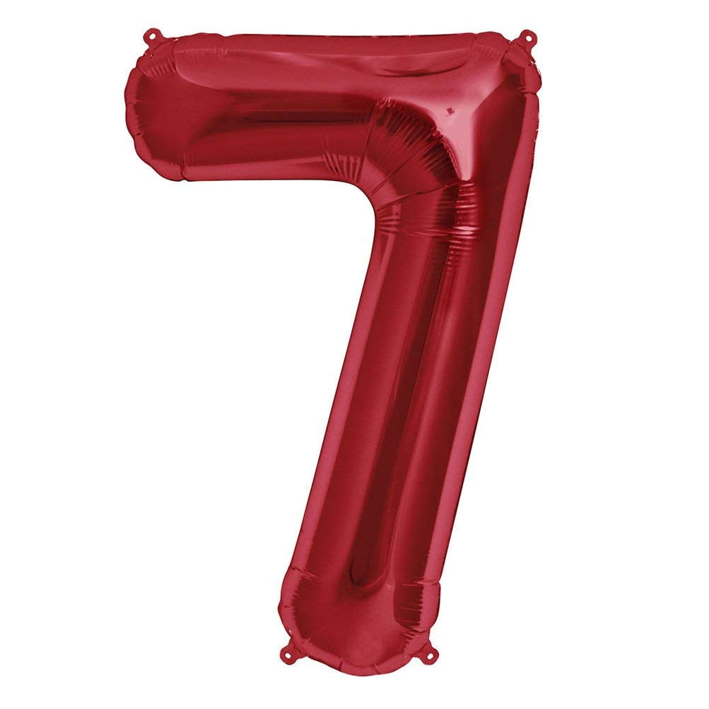 Red Number 7 Balloon - Foil Helium Balloon for 7th Birthday Party ...