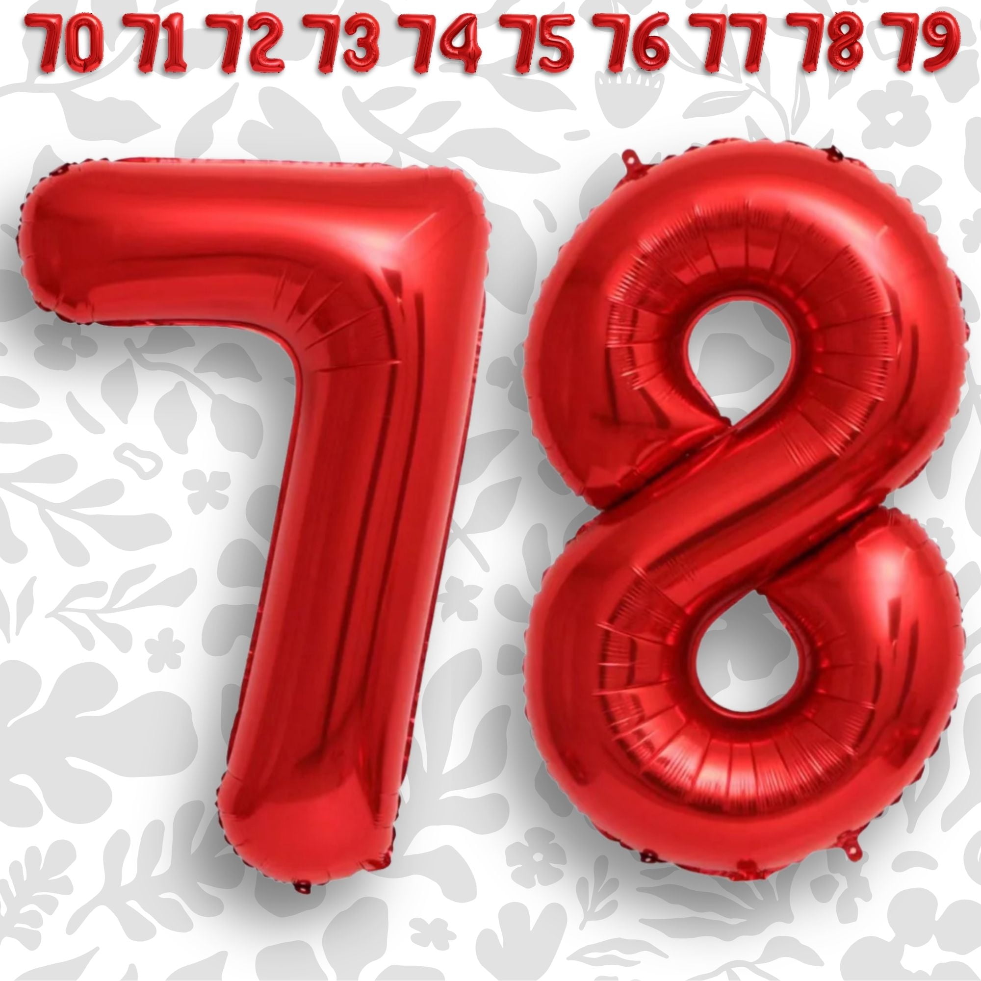 Red Number 78 Mylar Foil Balloon 40" - Helium or Air Inflatable ...