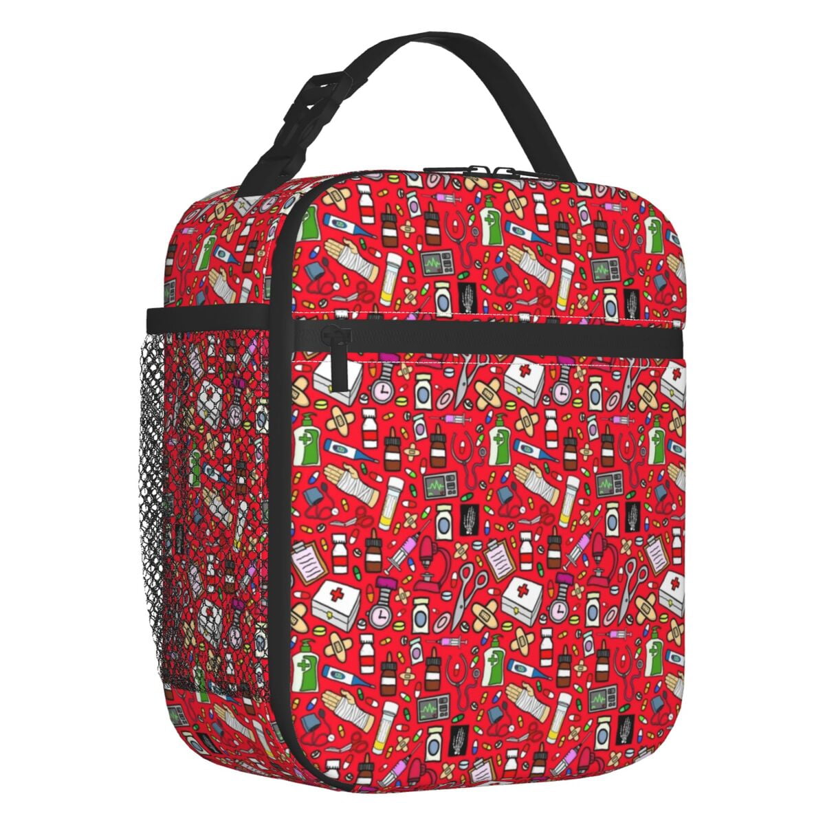 Red Nurse Pattern Thermal Insulated Lunch Bag Women Nursing Portable ...