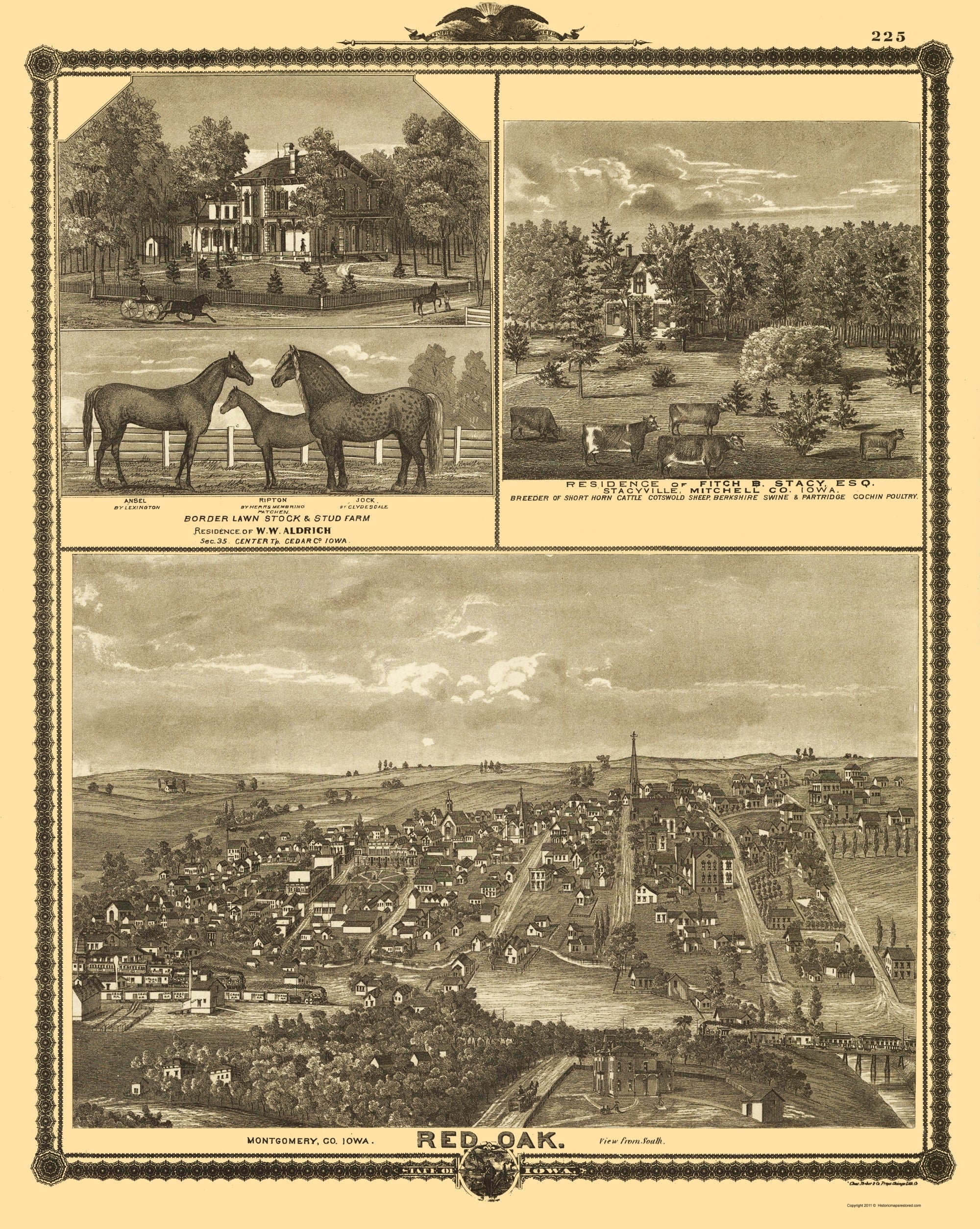 Historic Panoramic View - Red Oak Iowa - Andreas 1875 - 23 x 28.84 ...