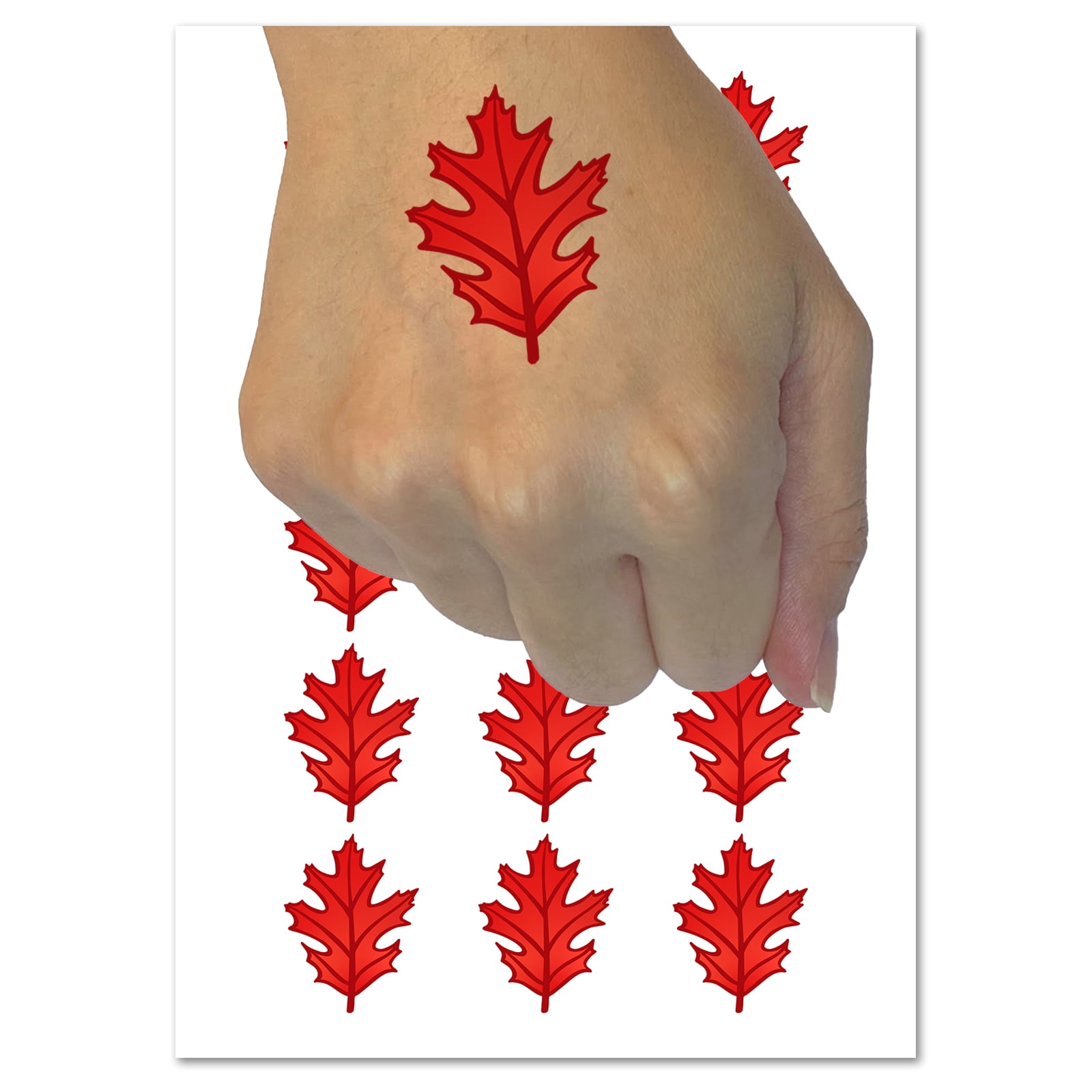 Red Oak Leaf Water Resistant Temporary Tattoo Set Fake Body Art ...
