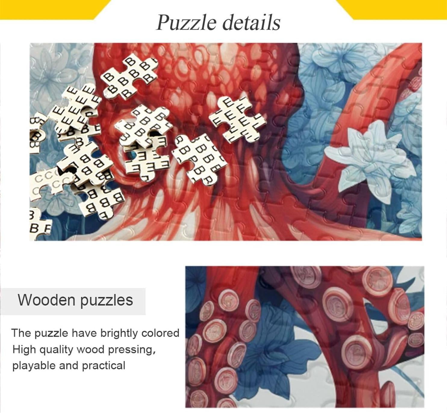 Red Octopus Flower Jigsaw Puzzle 500 Pieces, Zigsaw with Storage Bag ...