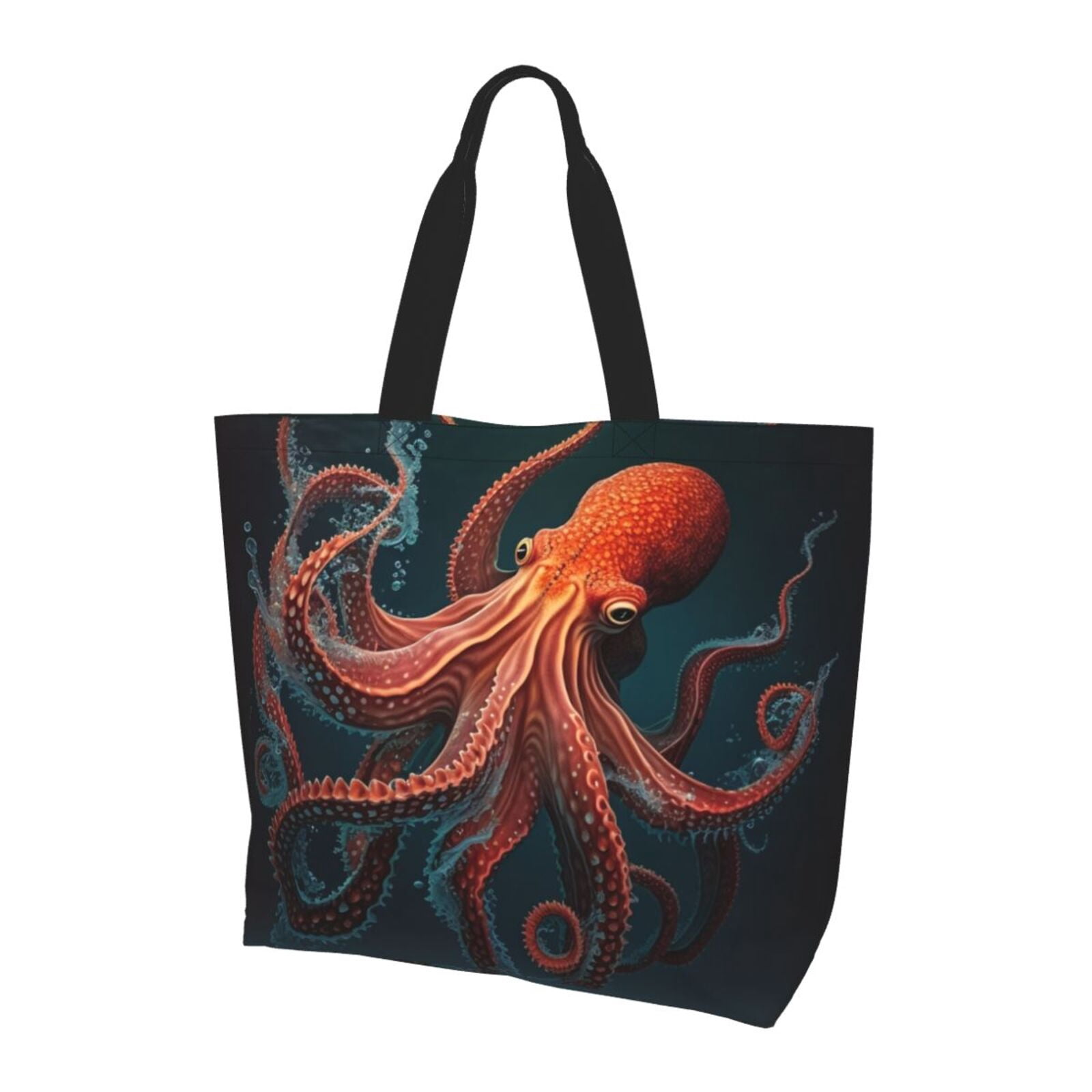 Red Octopus Tentacles Art Women Reusable Bag Large Shoulder Handbag Top ...