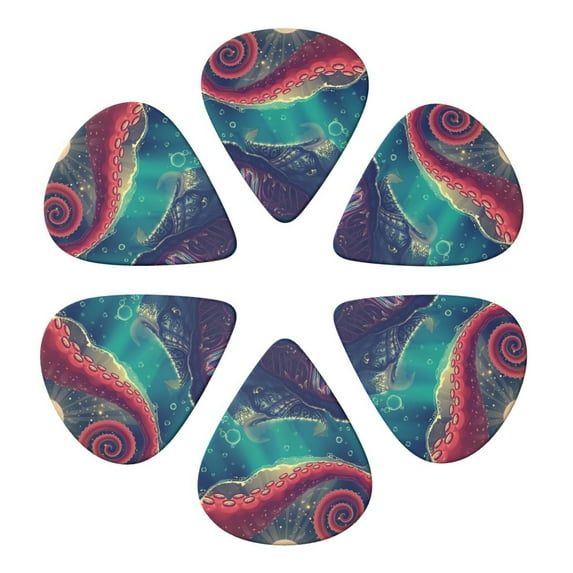 Red Octopus Tentacles Predator Fish Guitar Pick 6 Pack for Bass ...