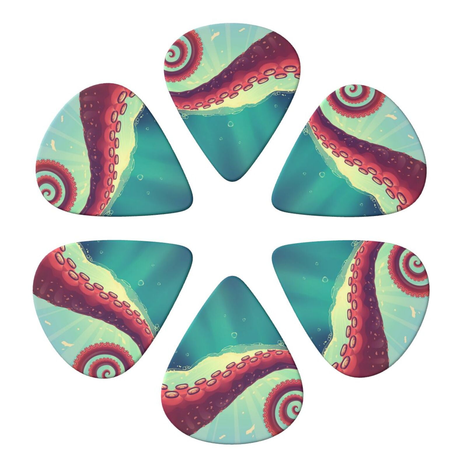 Red Octopus Tentacles Sea Water Guitar Pick 6 Pack for Bass Acoustic ...