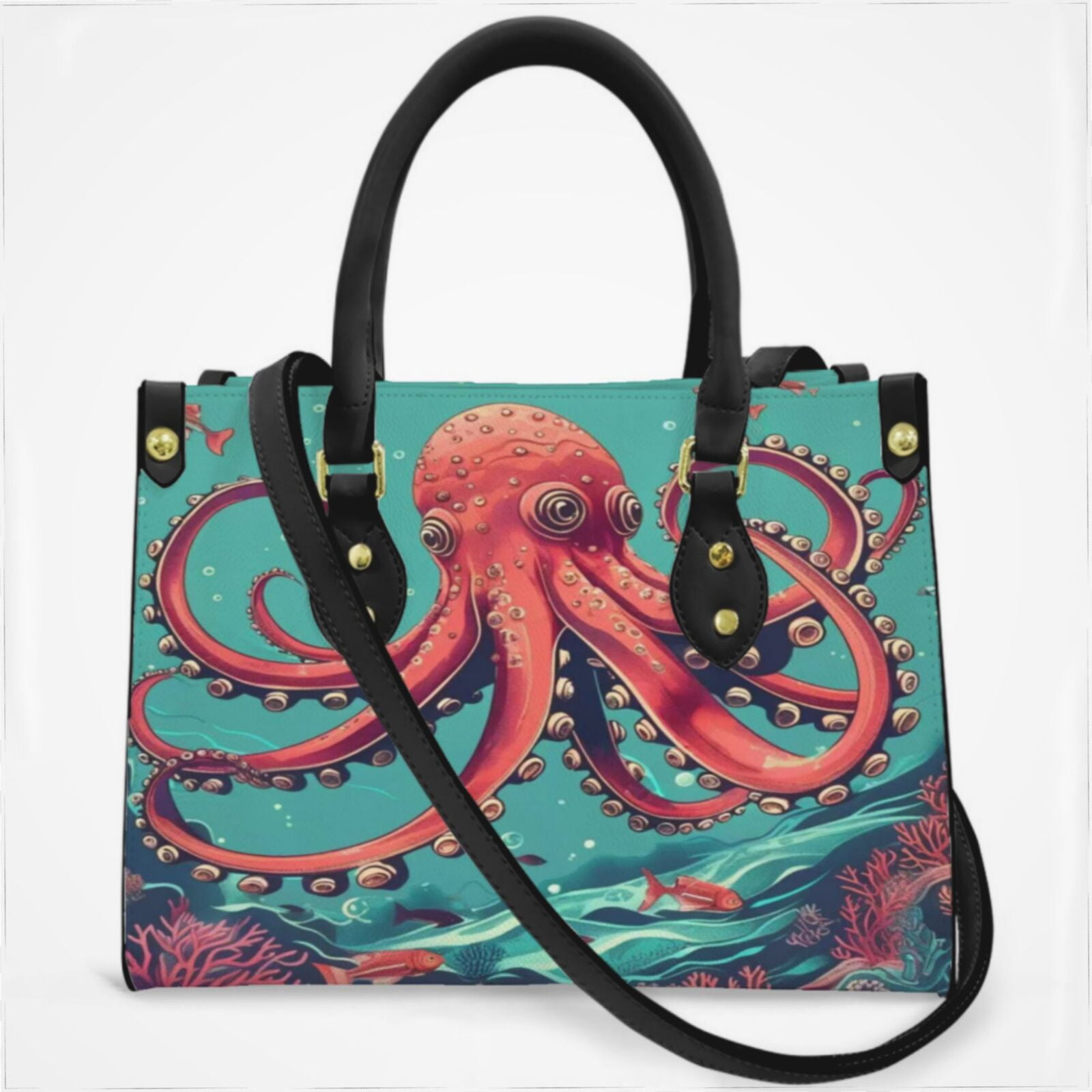 Red Octopus Underwater Cross Body Bags For Women Small Leather Female ...