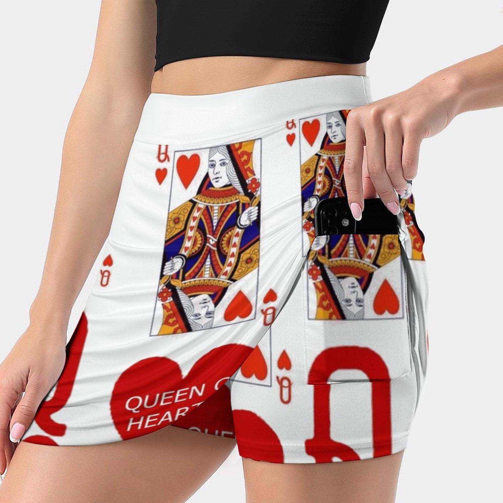 Red Of Hearts Card Design Women Sports Lining Skirt Tennis Dance ...
