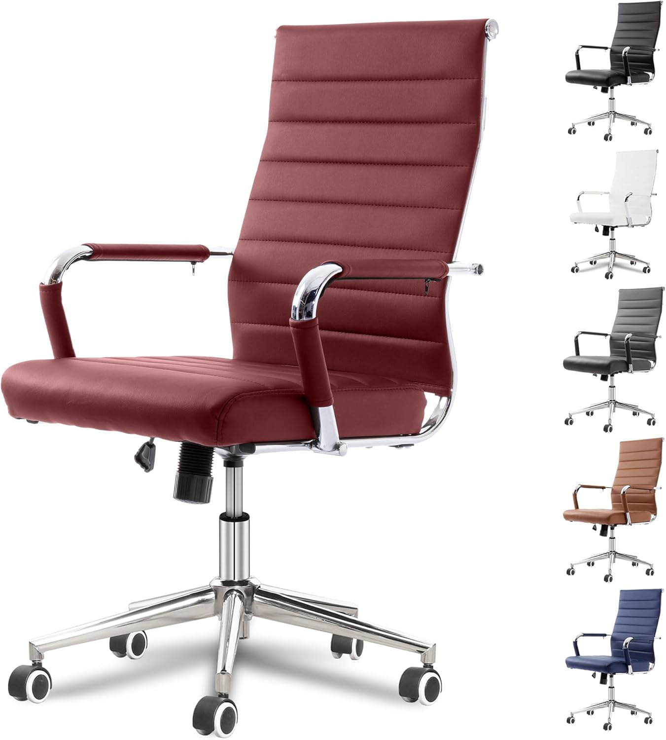 Red Office Desk Chair, Ergonomic Leather Modern Conference Room Chairs ...