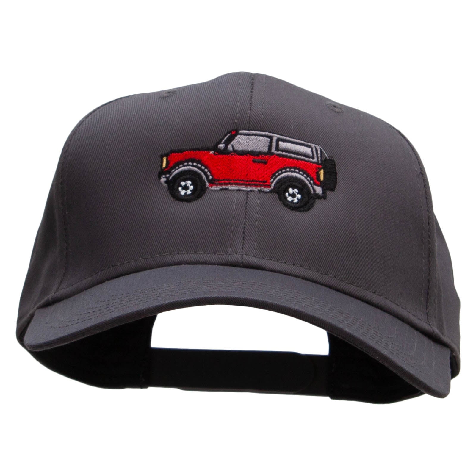 Red Offroad Car Embroidered Solid Cotton Twill Pro Style Cap - Charcoal ...