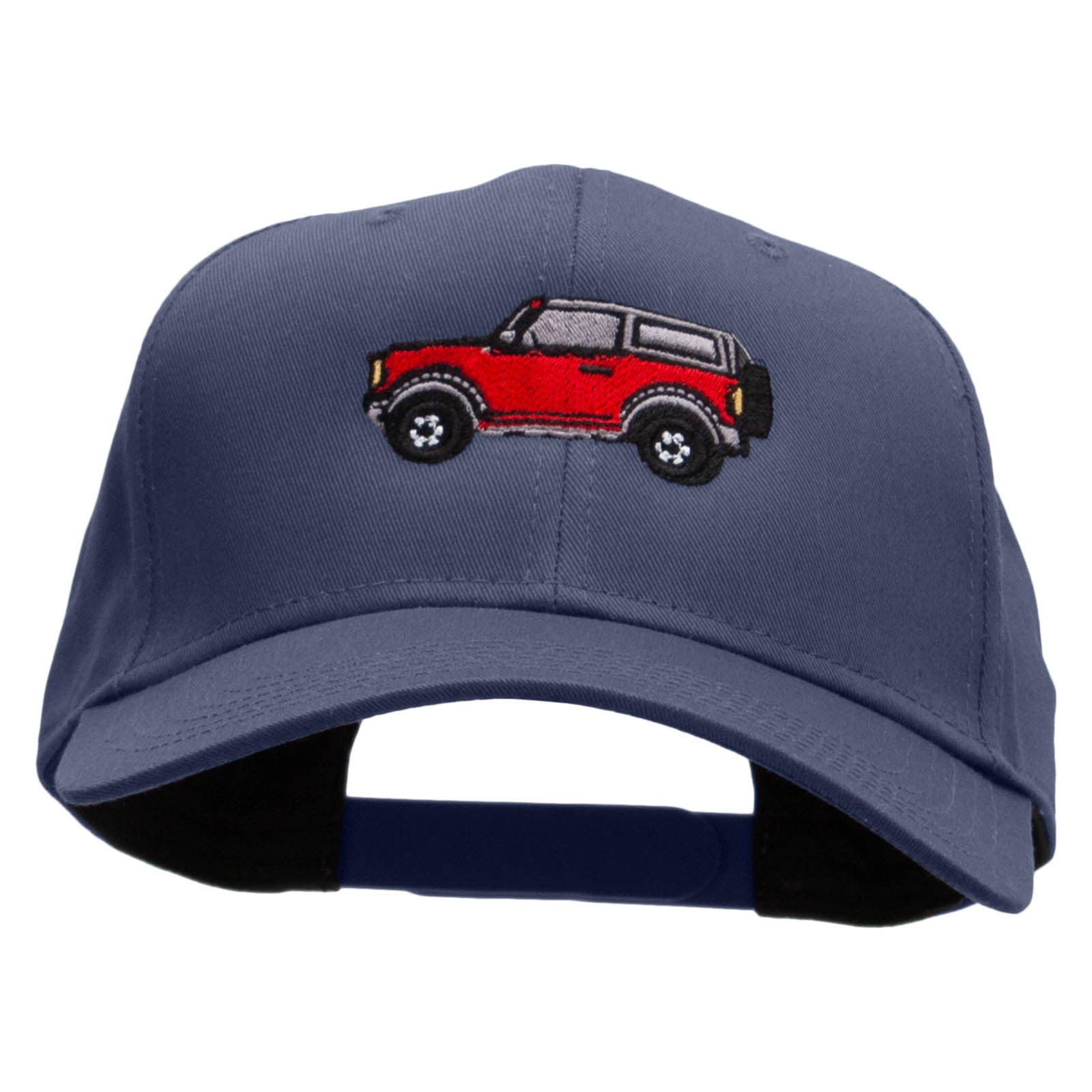 Red Offroad Car Embroidered Solid Cotton Twill Pro Style Cap - Navy ...