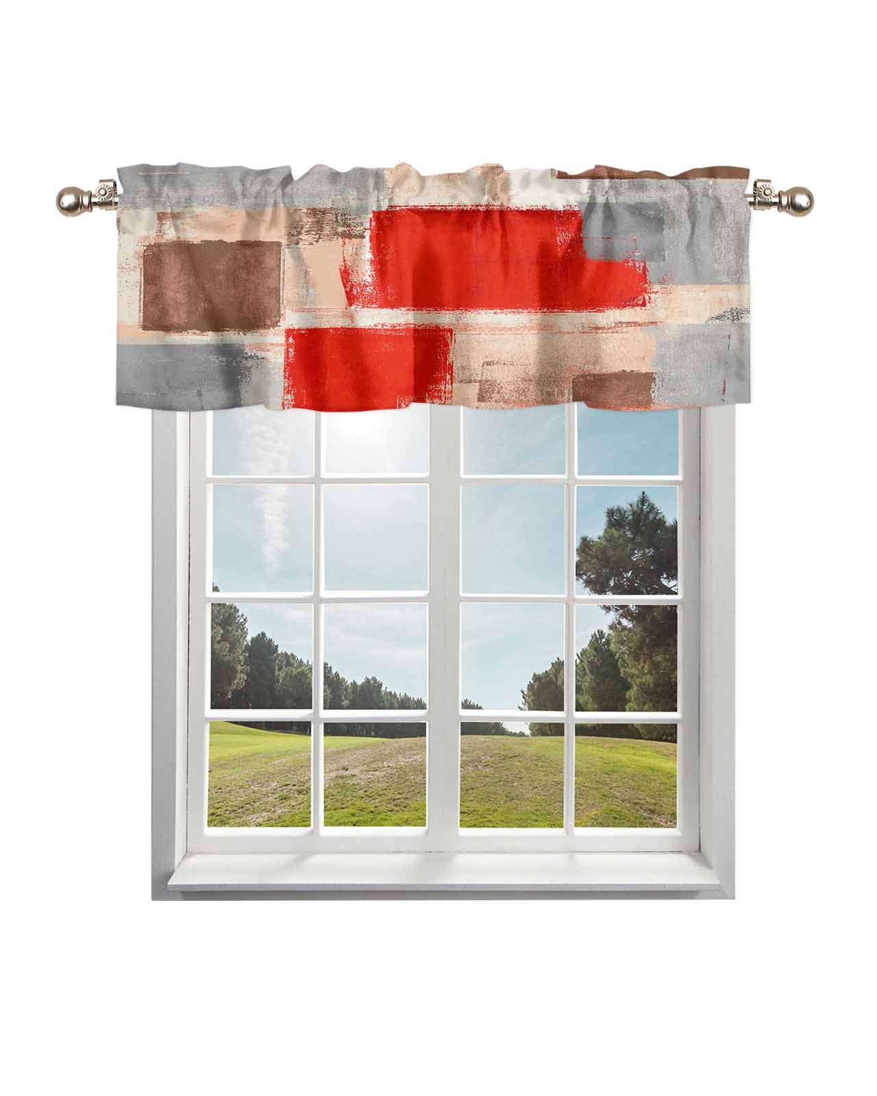 Red Ombre Curtain Valance for Windows/Living Room/Kitchen/Bathroom/Café ...