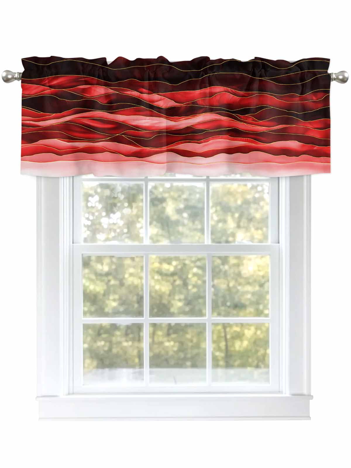 Red Ombre Curtain Valances for Window, Farmhouse Window Valance ...