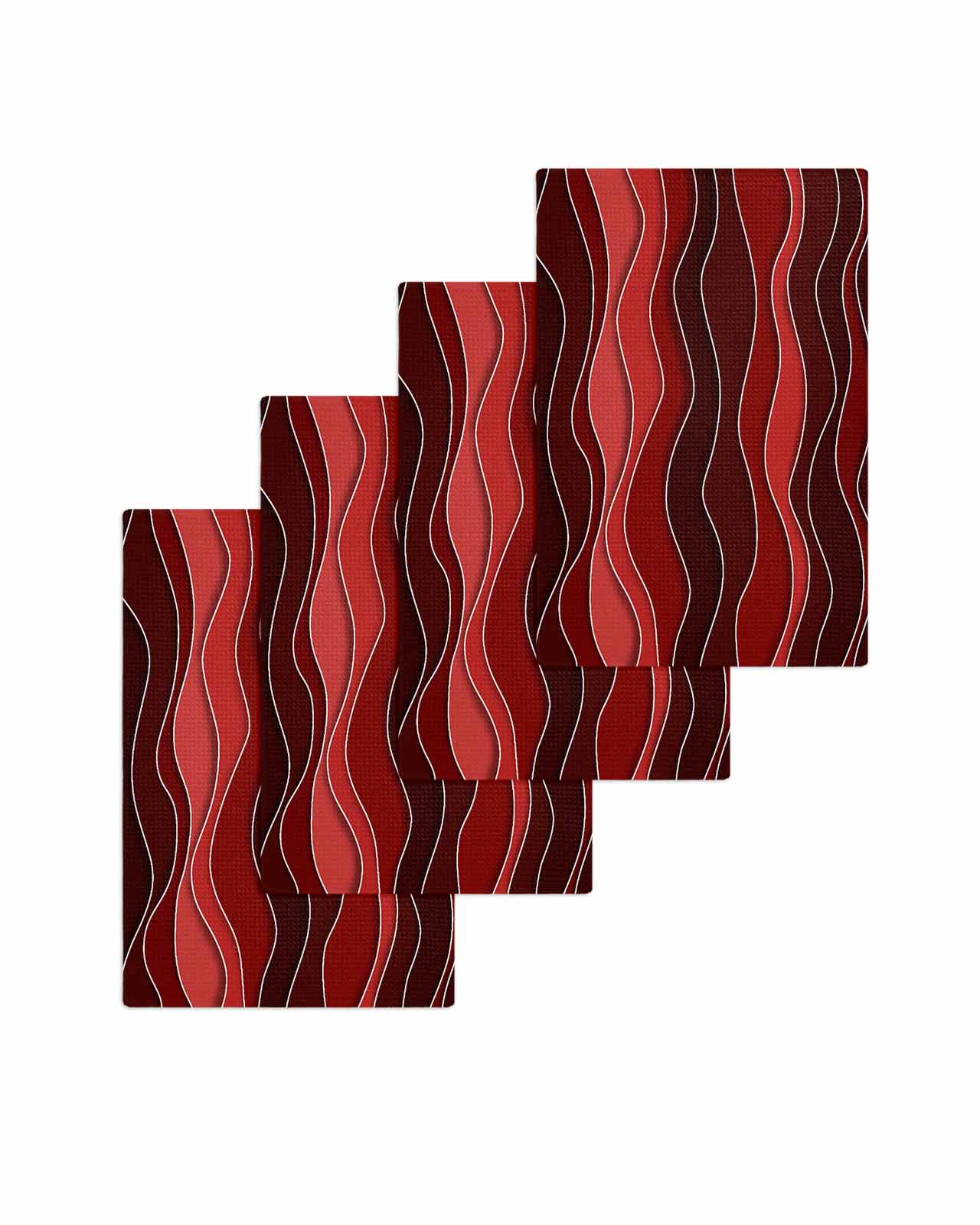 Red Ombre Kitchen Dish Towels for Drying Dishes Set of 4, Abstract Art ...