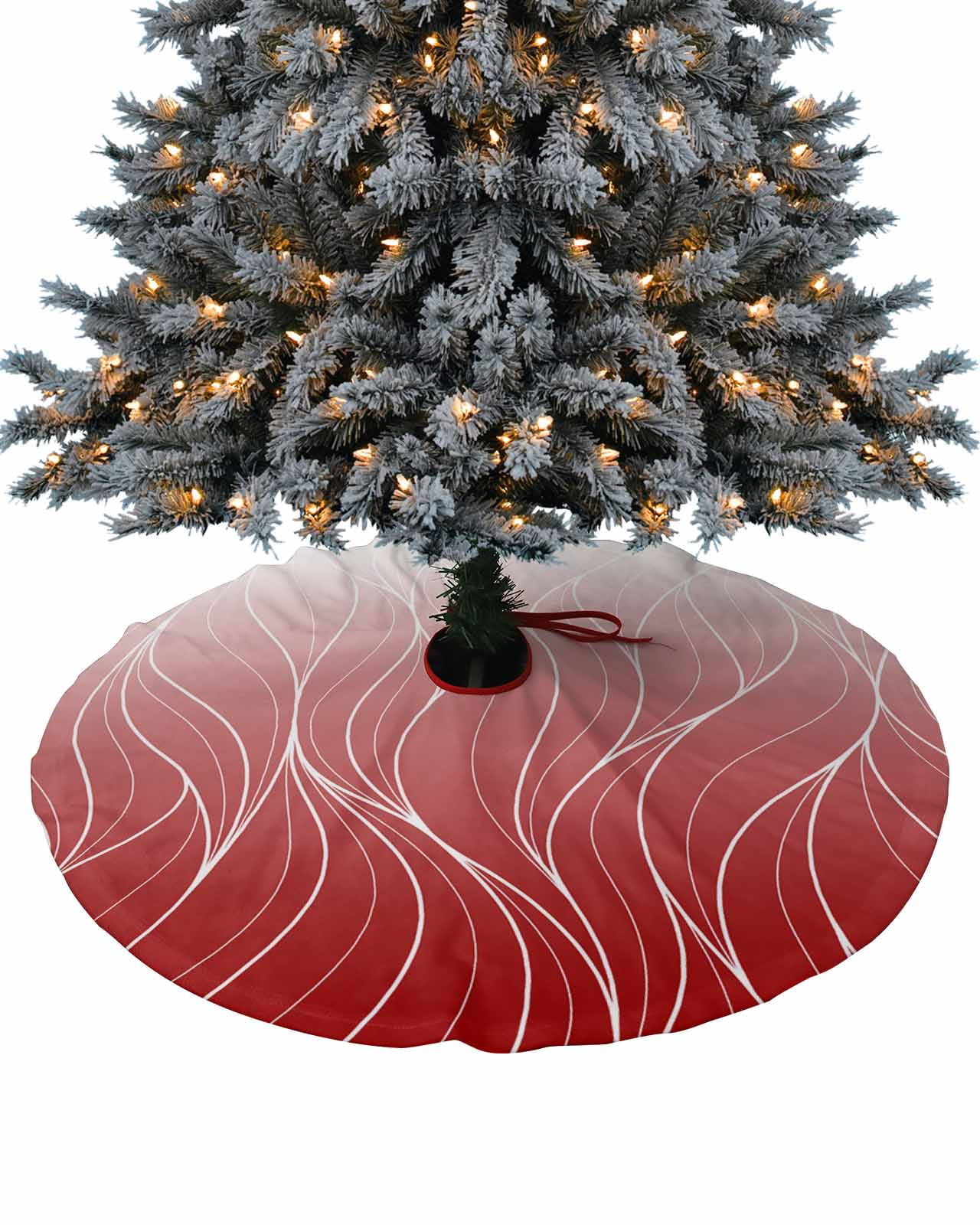 Red Ombre Lines Christmas Tree Skirt 36 Inches Large Christmas Skirt ...
