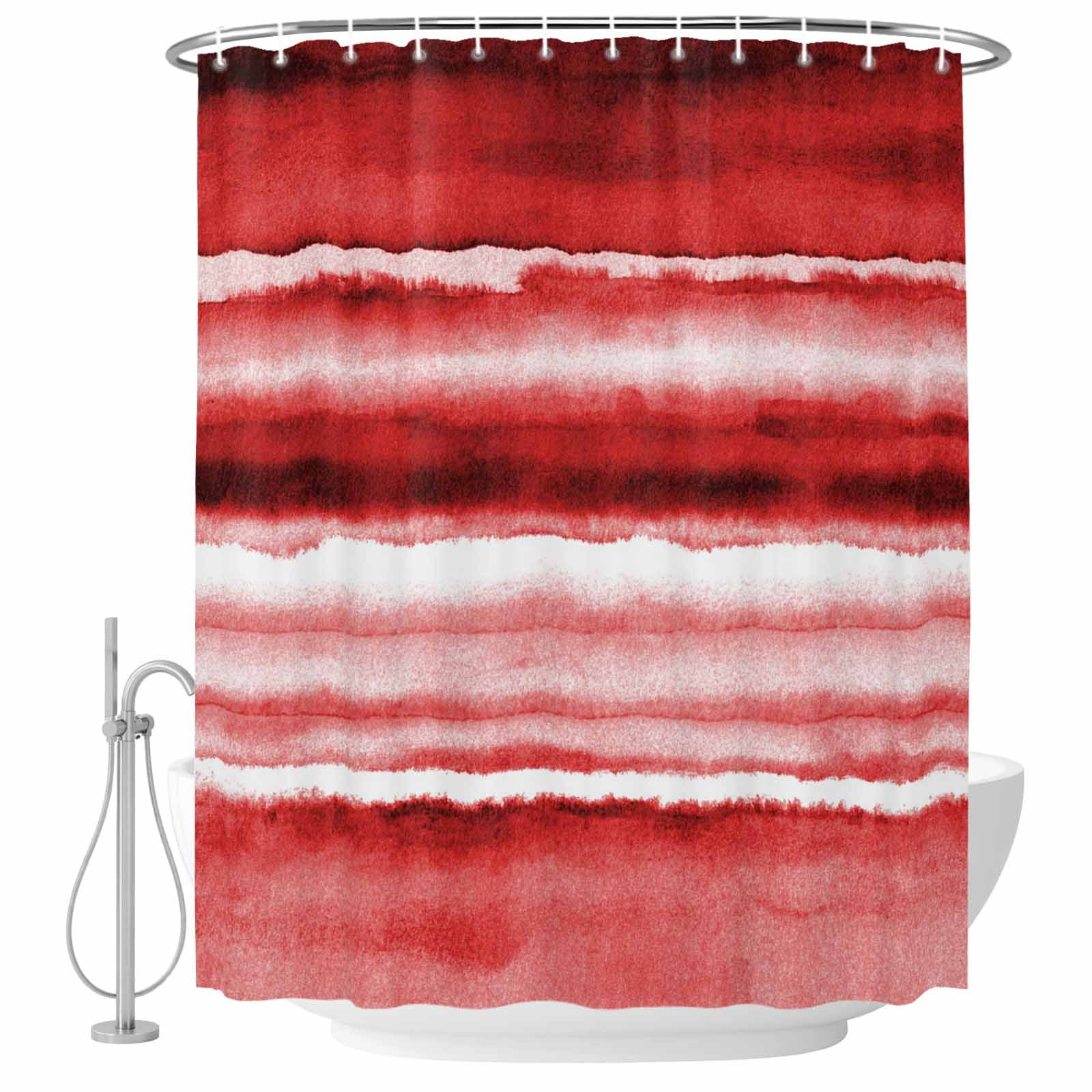 Red Ombre Shower Curtain Set - 48" x 72" Washable Bathtub Curtain with ...