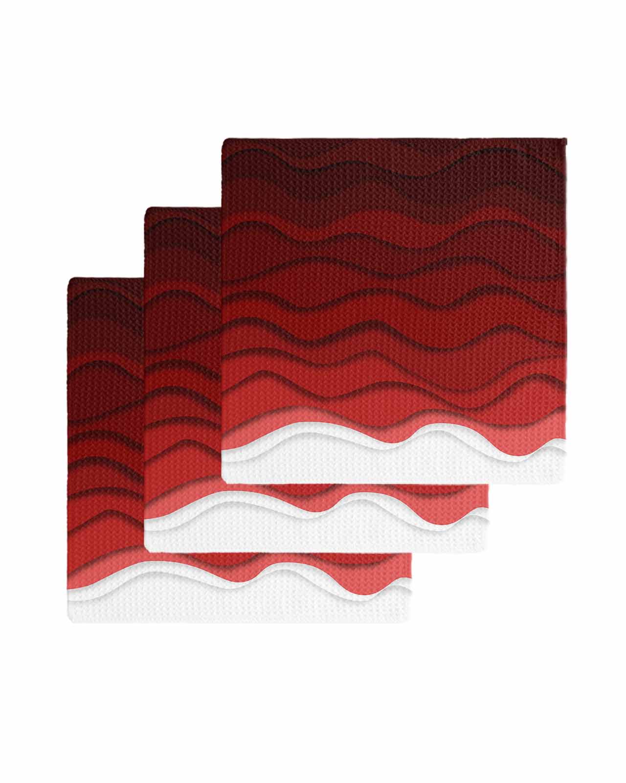 Red Ombre Stripes Kitchen Dish Towels for Drying Dishes Set of 3 ...