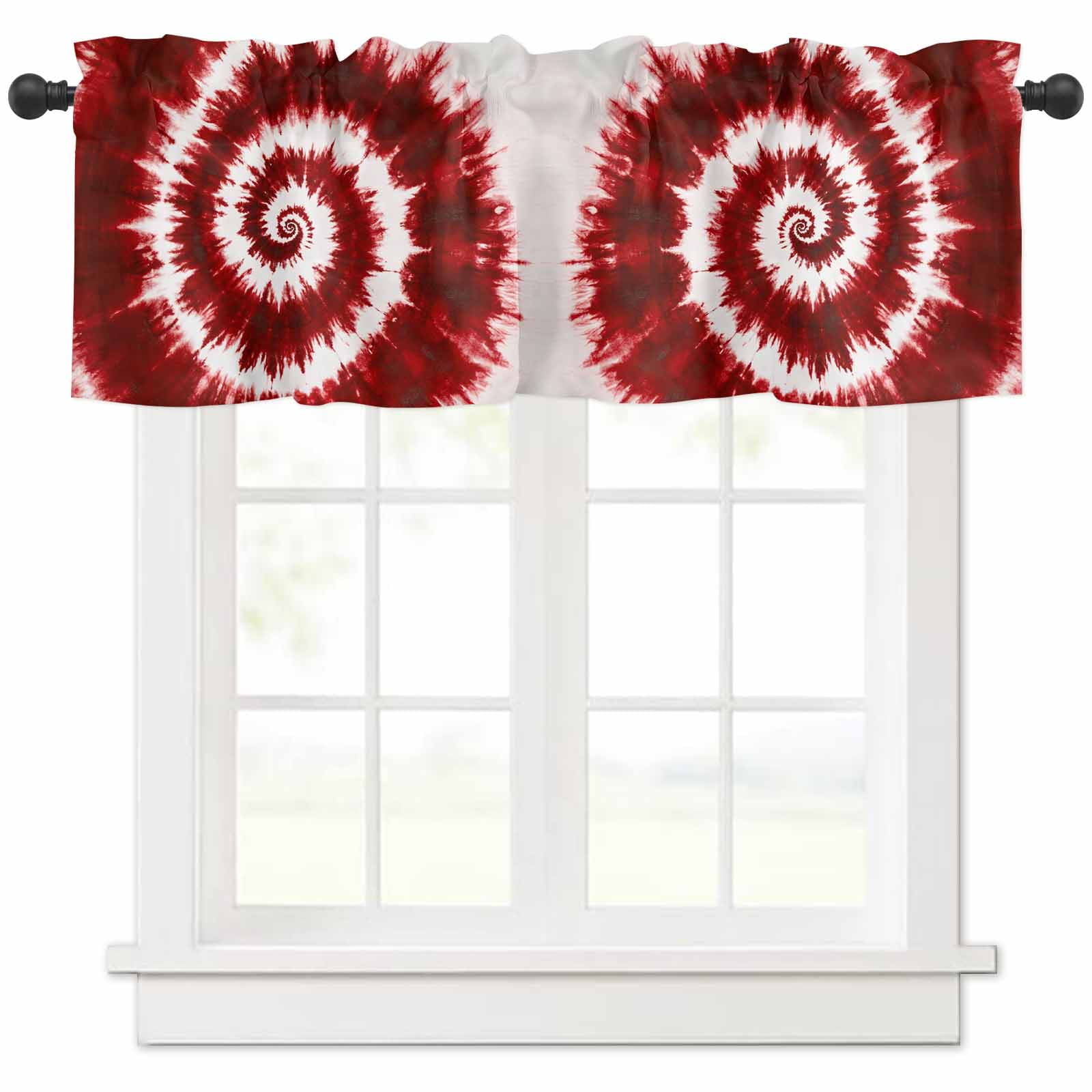 Red Ombre Valances for Windows Farmhouse Kitchen Curtains Valances Rod ...
