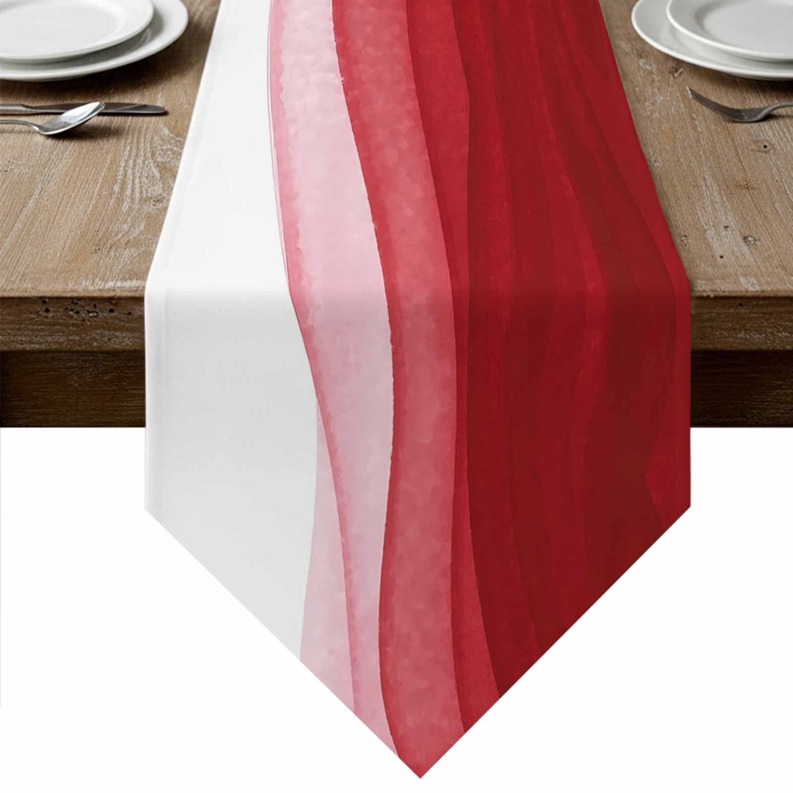 Red Ombre Waves Table Runner Linen Burlap Table Runner 60 Inches Long ...
