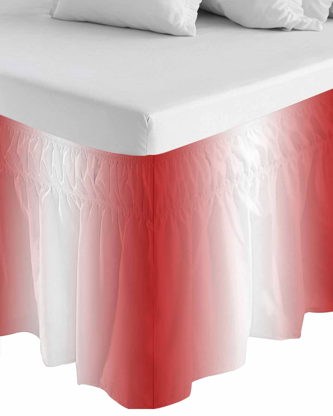 Red Ombre Wrap Around Bed Skirts for King Bed 16" Drop, Bed Skirt with ...