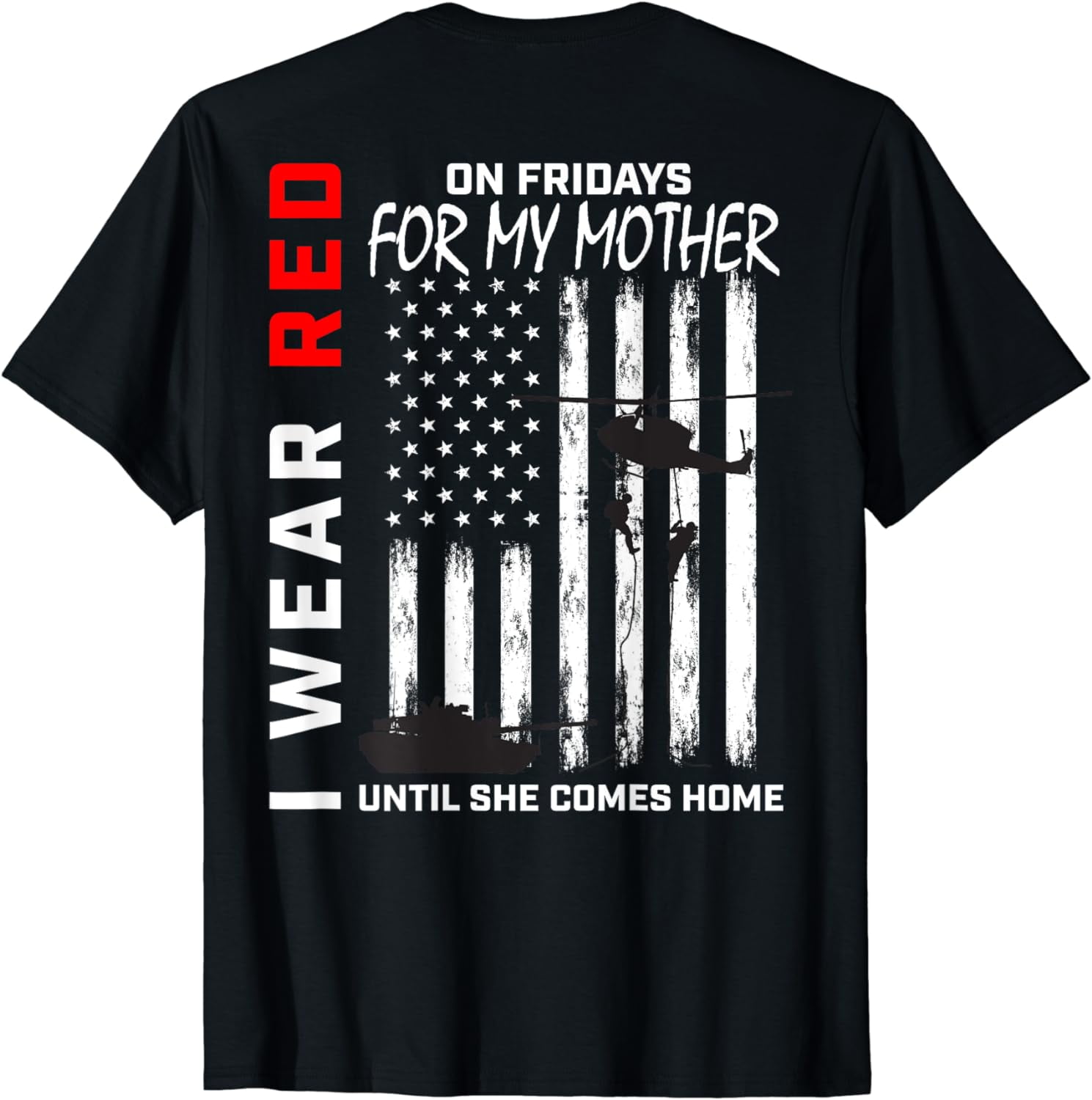 Red On Friday Mother Mom Veterans Remember Deployed USA Flag Funny ...