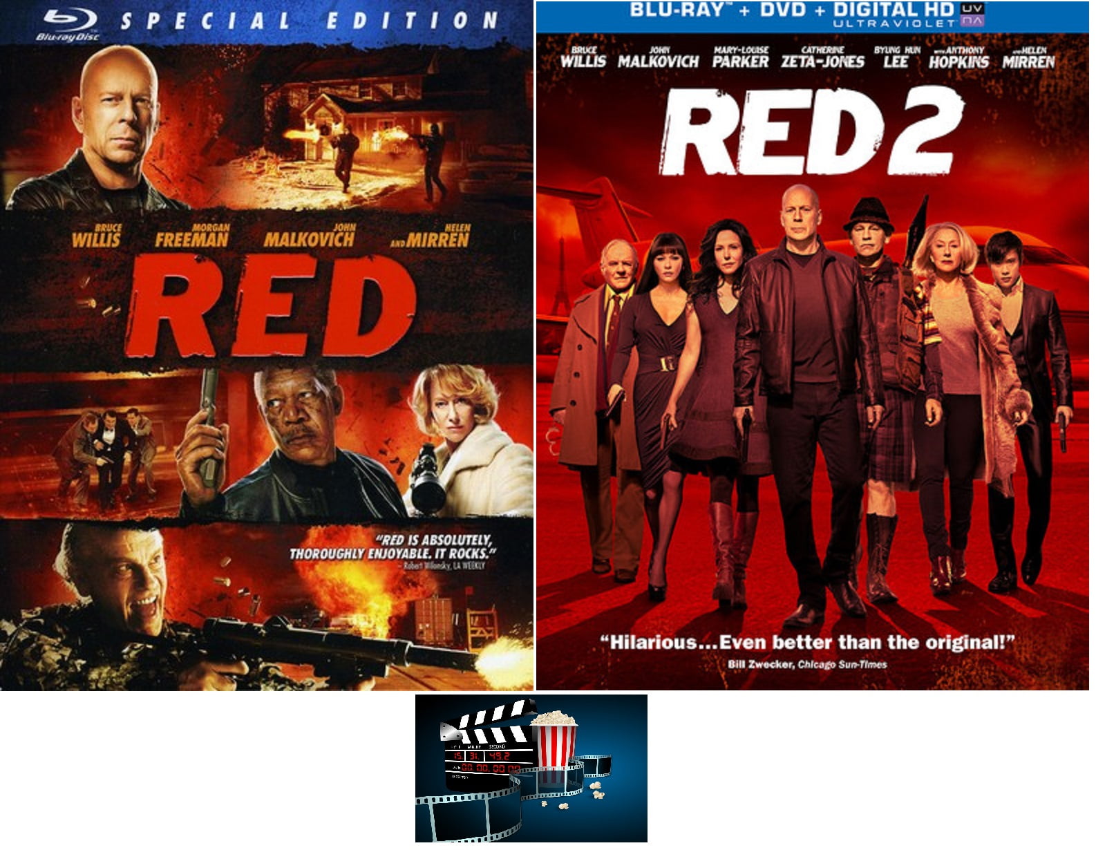 Red One 2 & Red Two 2 Double Feature 2 Blu Ray SET Bruce Willis John ...