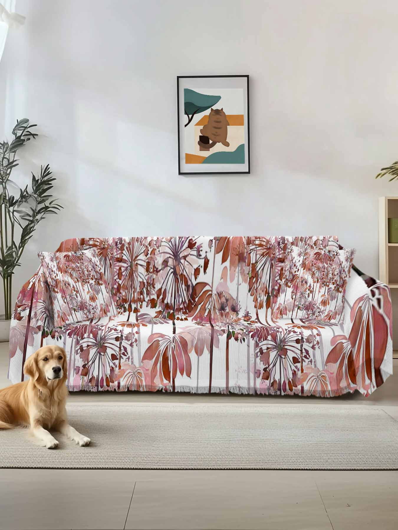 Red Onion Flowers Couch Cover Sofa Covers 3 Cushion Sectional Couch ...