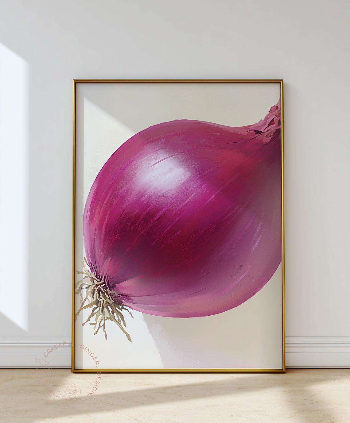 Red Onion Wall Art, Modern Kitchen Still Life, Vegetable Print Home ...